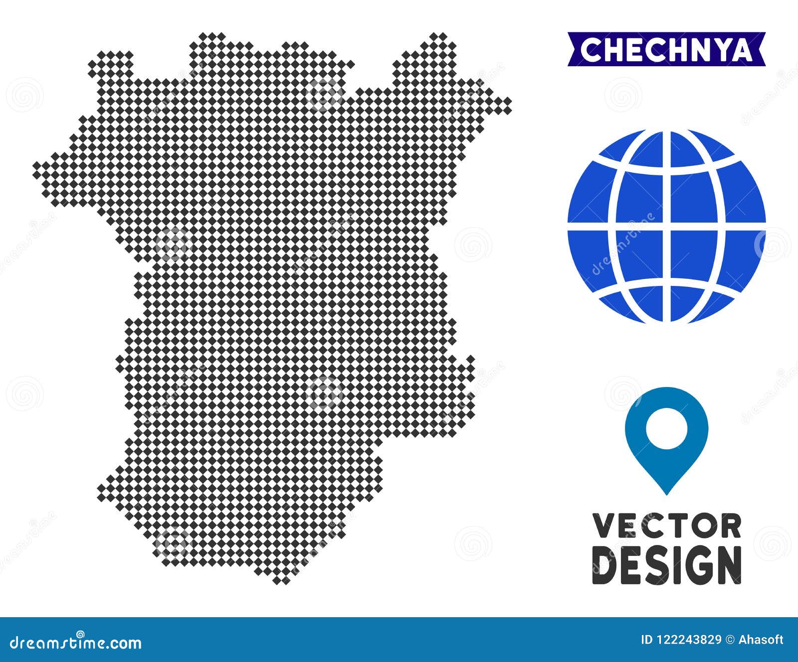 Pixelated Chechnya Map stock vector. Illustration of composed - 122243829