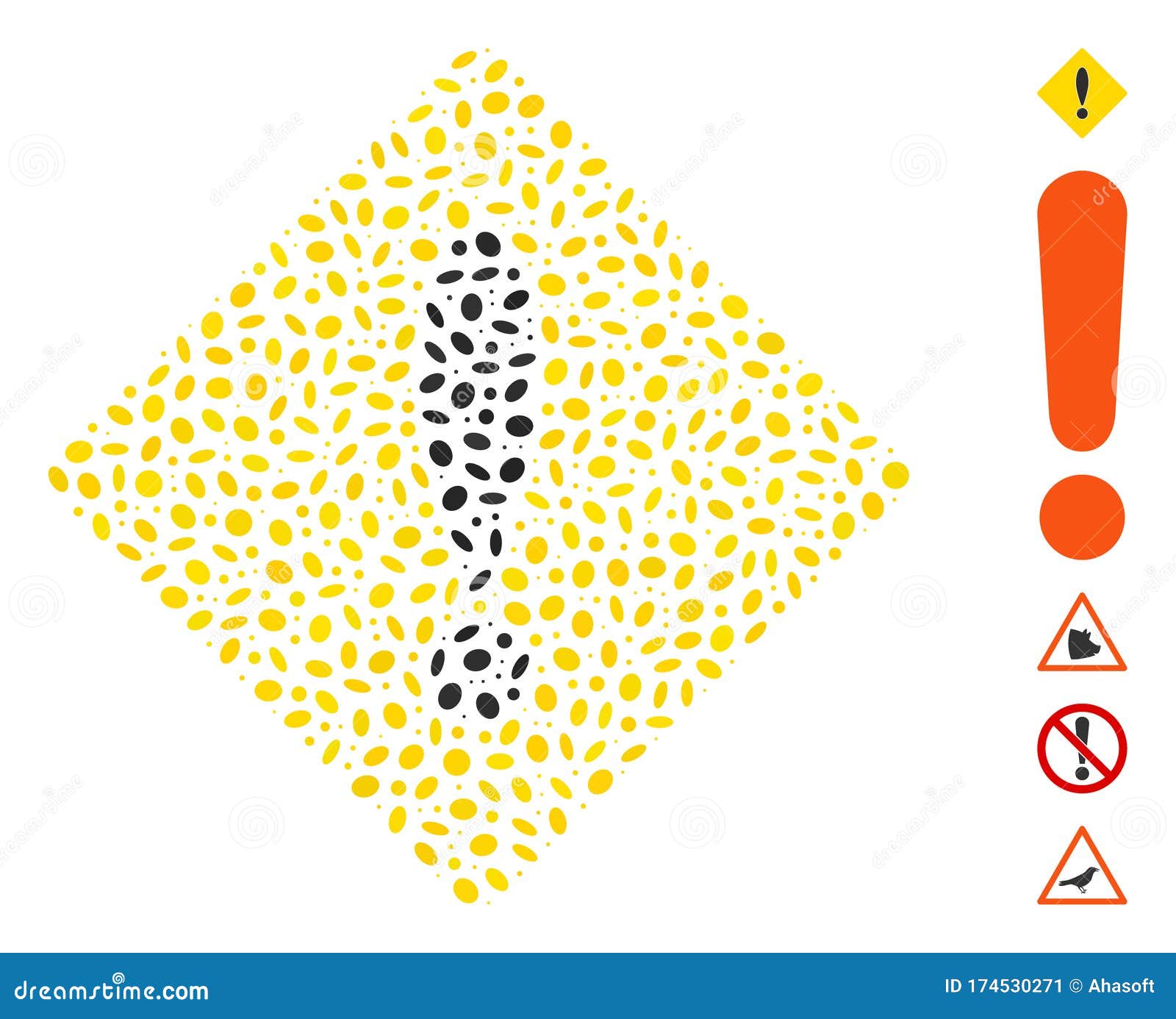 Dot Collage Caution stock illustration. Illustration of fail - 174530271
