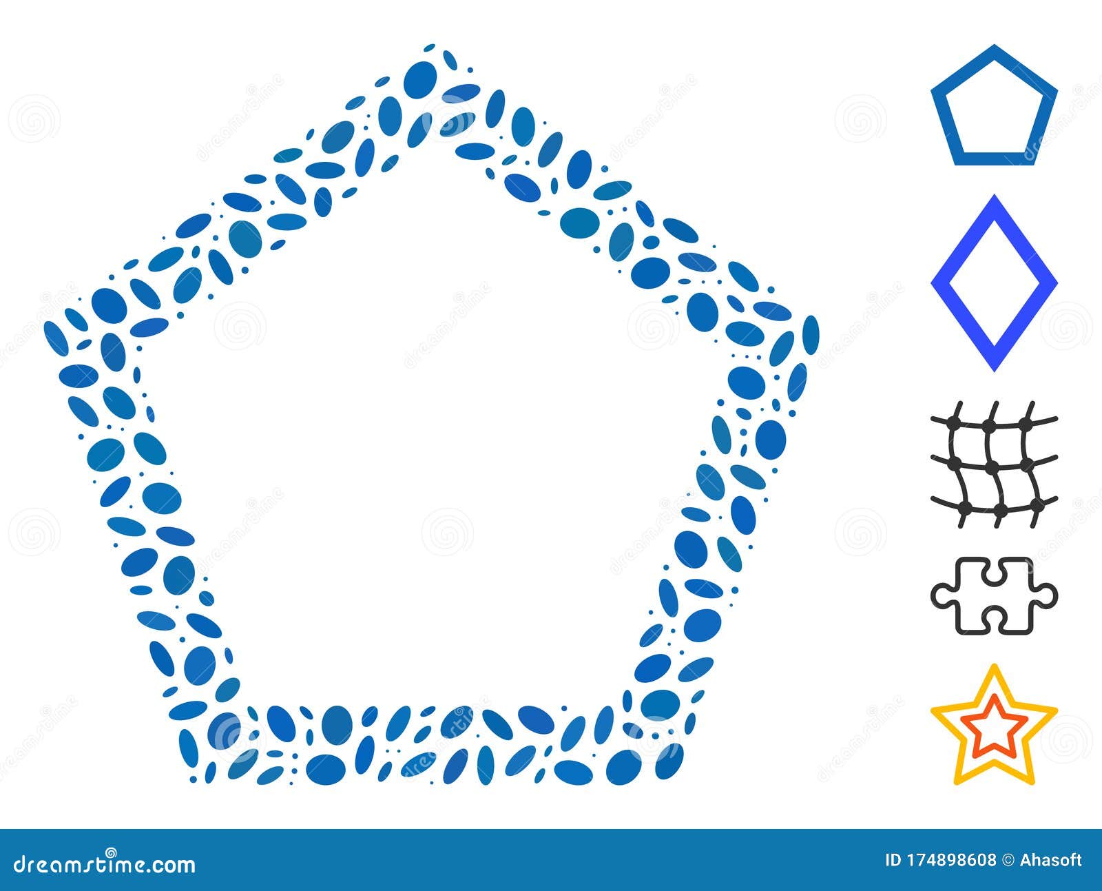 Dot Collage Contour Pentagon Stock Illustration - Illustration of five ...