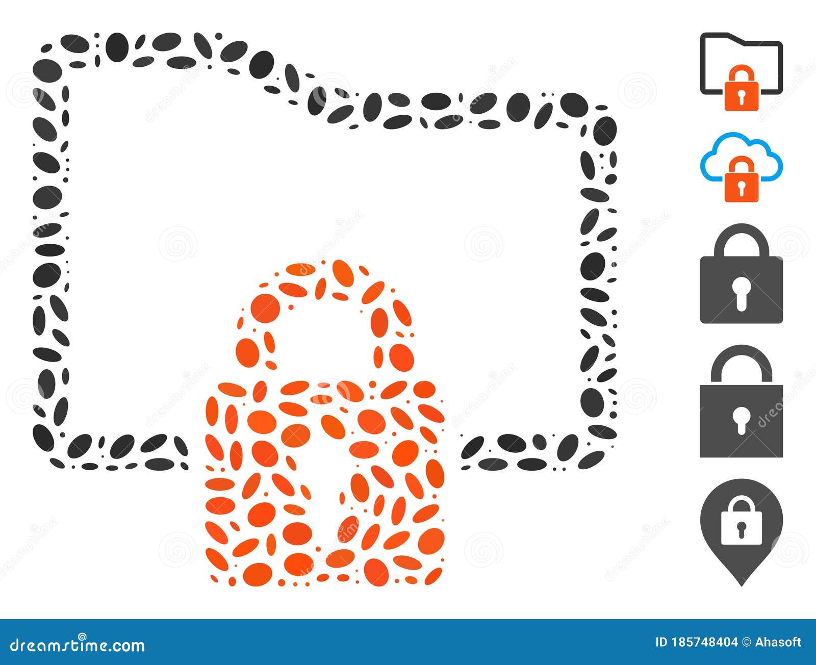 Dot Collage Folder Locked stock illustration. Illustration of info ...