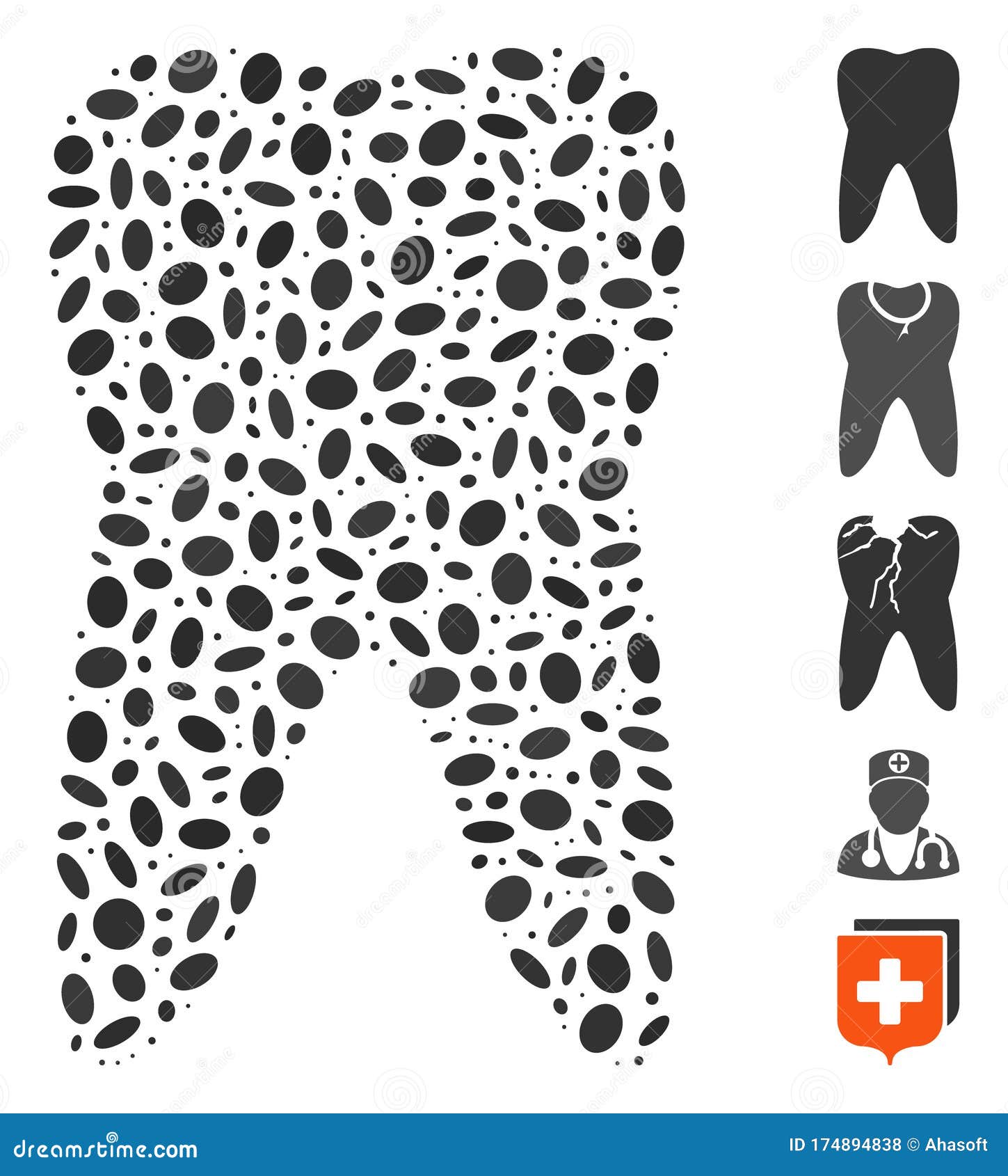 Dot Collage Tooth stock illustration. Illustration of icon - 174894838