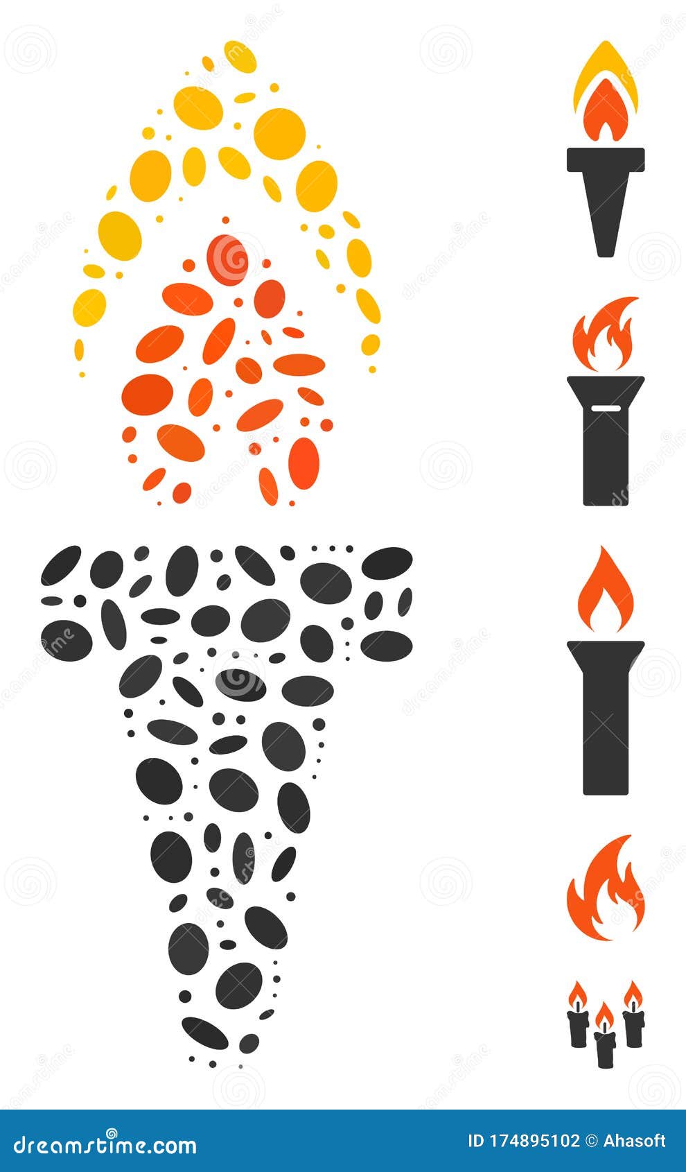 Dot Collage Torch stock illustration. Illustration of design - 174895102
