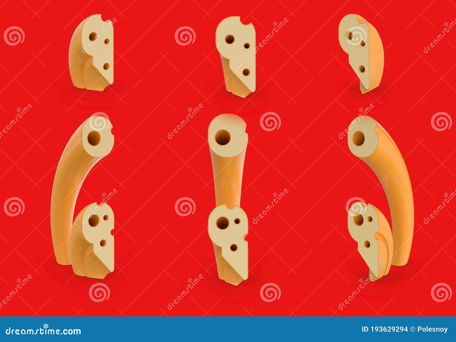 Dot and Comma Symbol. Set of Three View Points on Red. 3D Stock ...