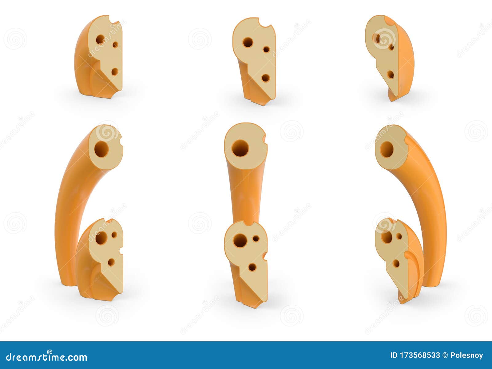 Dot and Comma Symbol. Set of Three View Points on White. 3D Stock ...