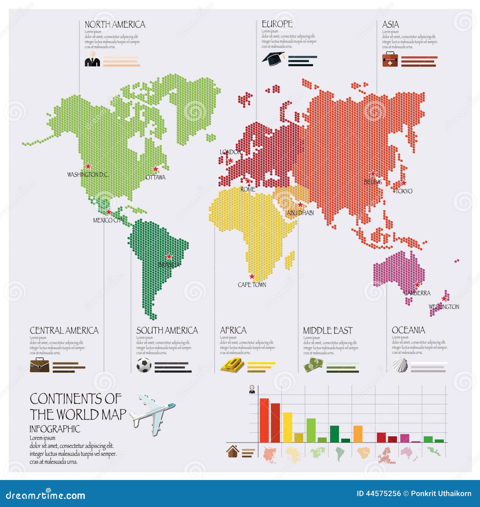 Dot Continent of the World-Karte Infographic Vektor Abbildung ...