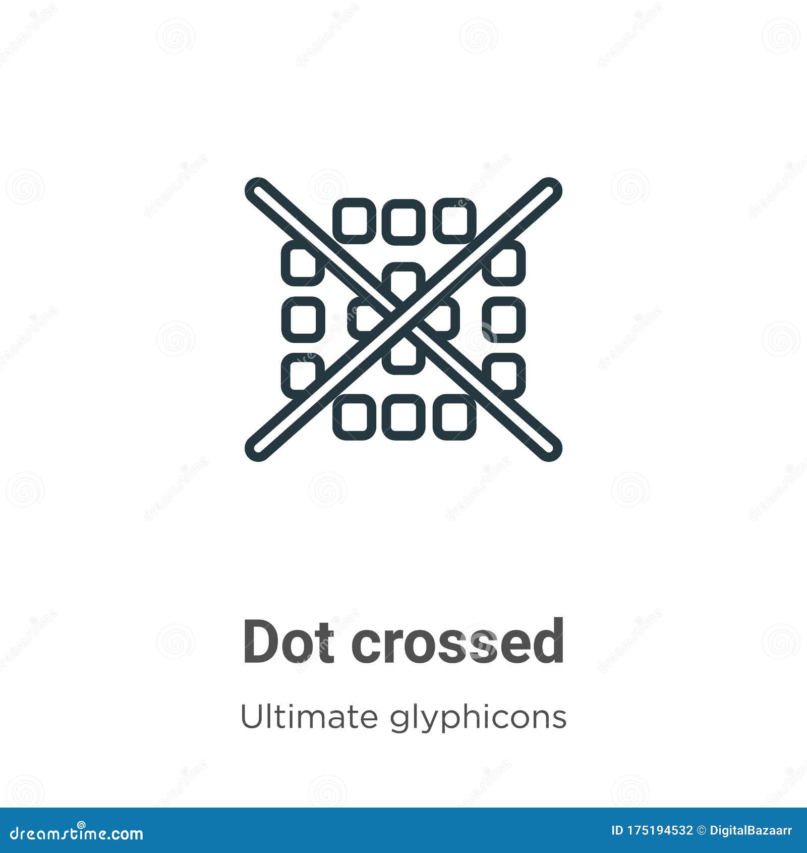 Dot Crossed Outline Vector Icon. Thin Line Black Dot Crossed Icon, Flat ...