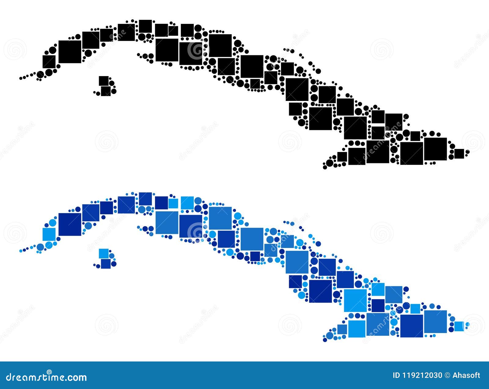 Dot Cuba Map with Blue Version Stock Vector - Illustration of cold, concept: 119212030