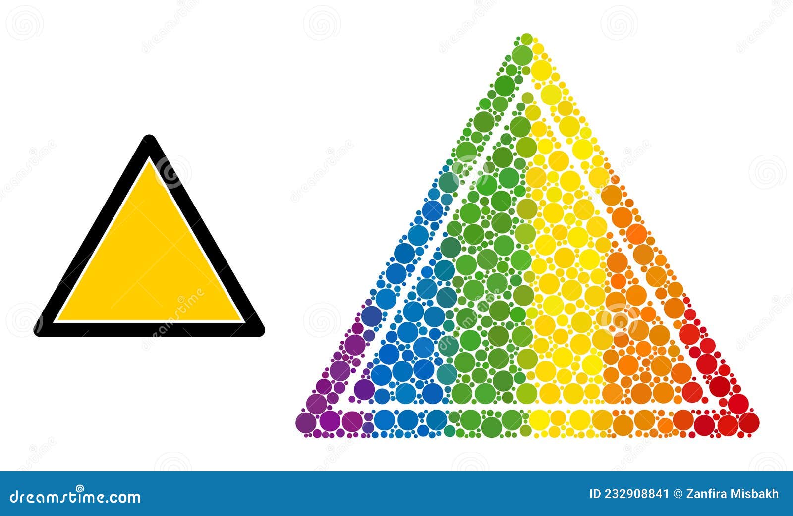 Dot Danger Triangle Template Collage Icon of Rainbow Circles Stock ...