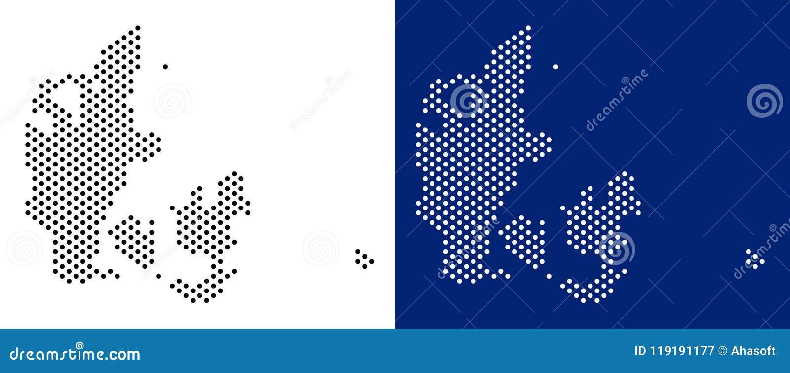 Pixel Map Of Denmark. Vector Dotted Map Of Denmark Isolated On White ...