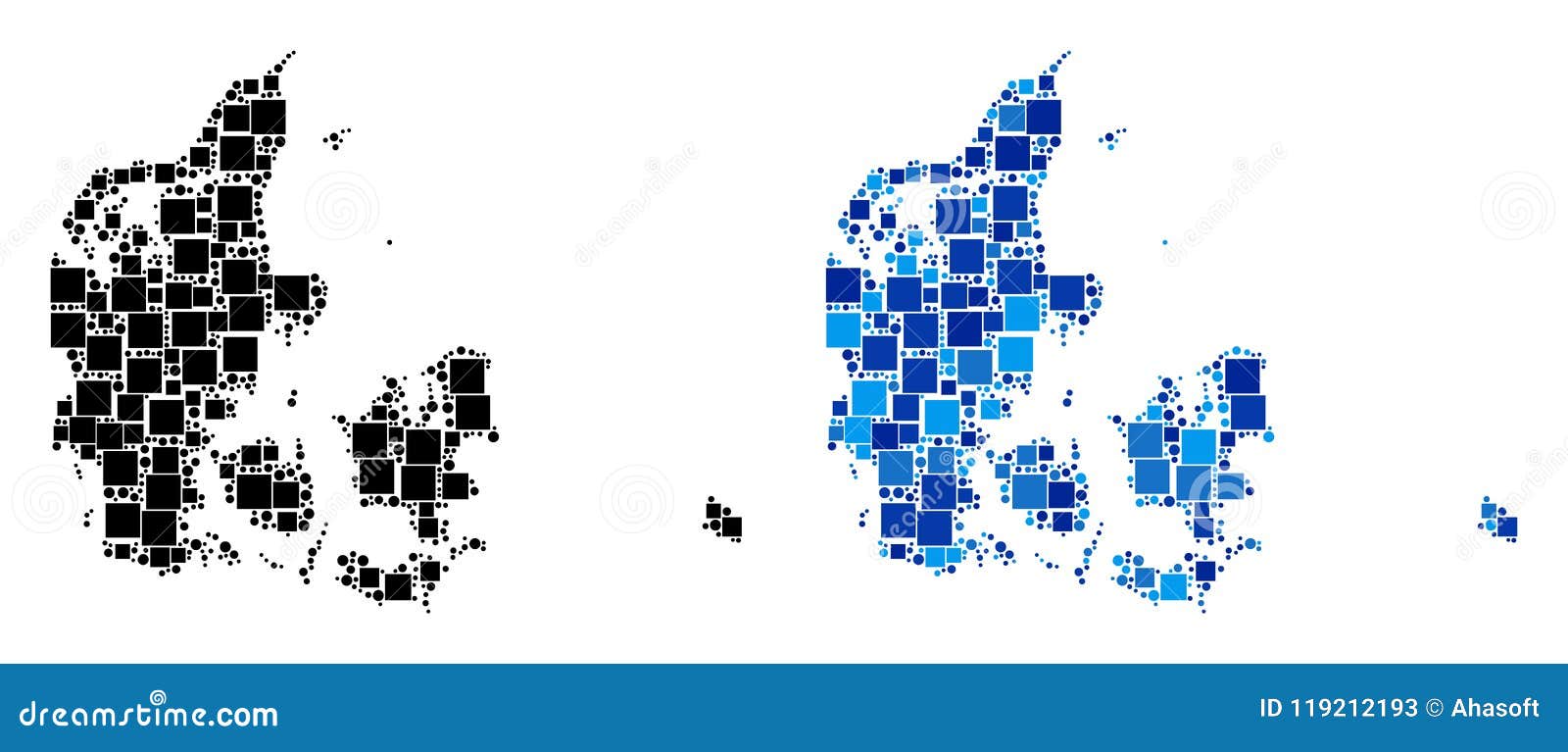 Dot Denmark Map with Blue Version Stock Vector - Illustration of ...