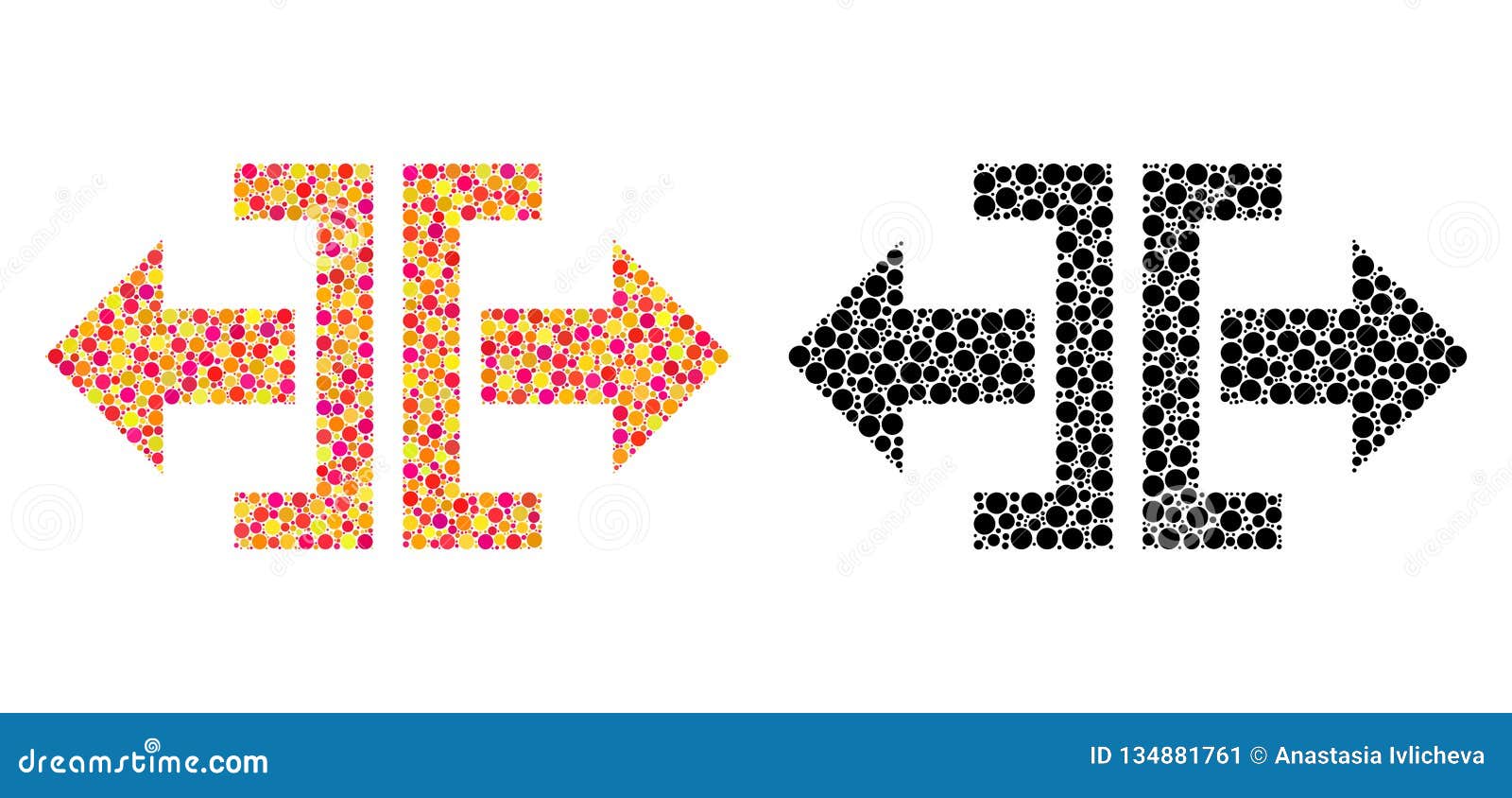Dot Divide Horizontal Direction Mosaic Icons Stock Vector ...