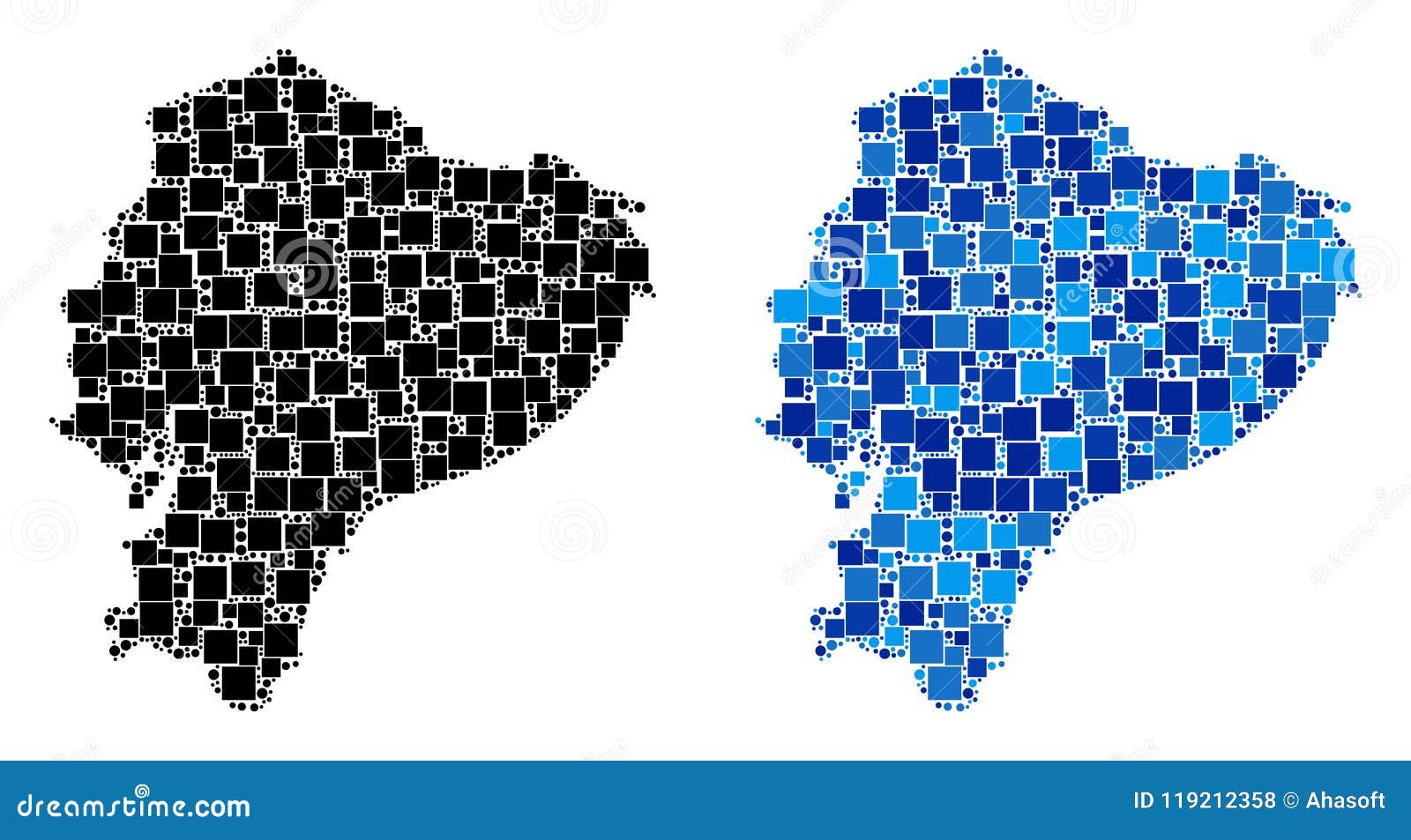 Dot Ecuador Map Con Variante Azul Ilustración del Vector - Ilustración ...