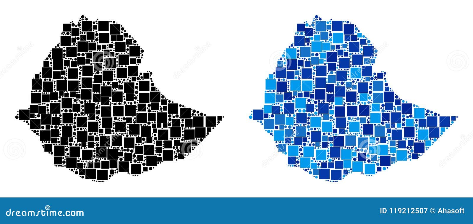 Dot Ethiopia Map Con Variante Azul Ilustración del Vector - Ilustración ...