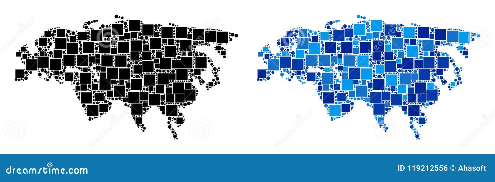 Dot Eurasia Map Con Variante Azul Ilustración del Vector - Ilustración ...