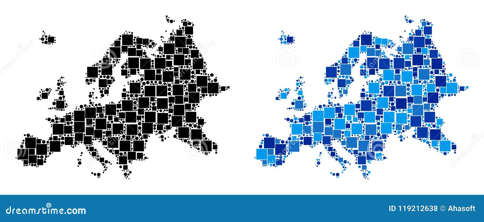 Dot Europe Map Con Variante Azul Ilustración del Vector - Ilustración ...