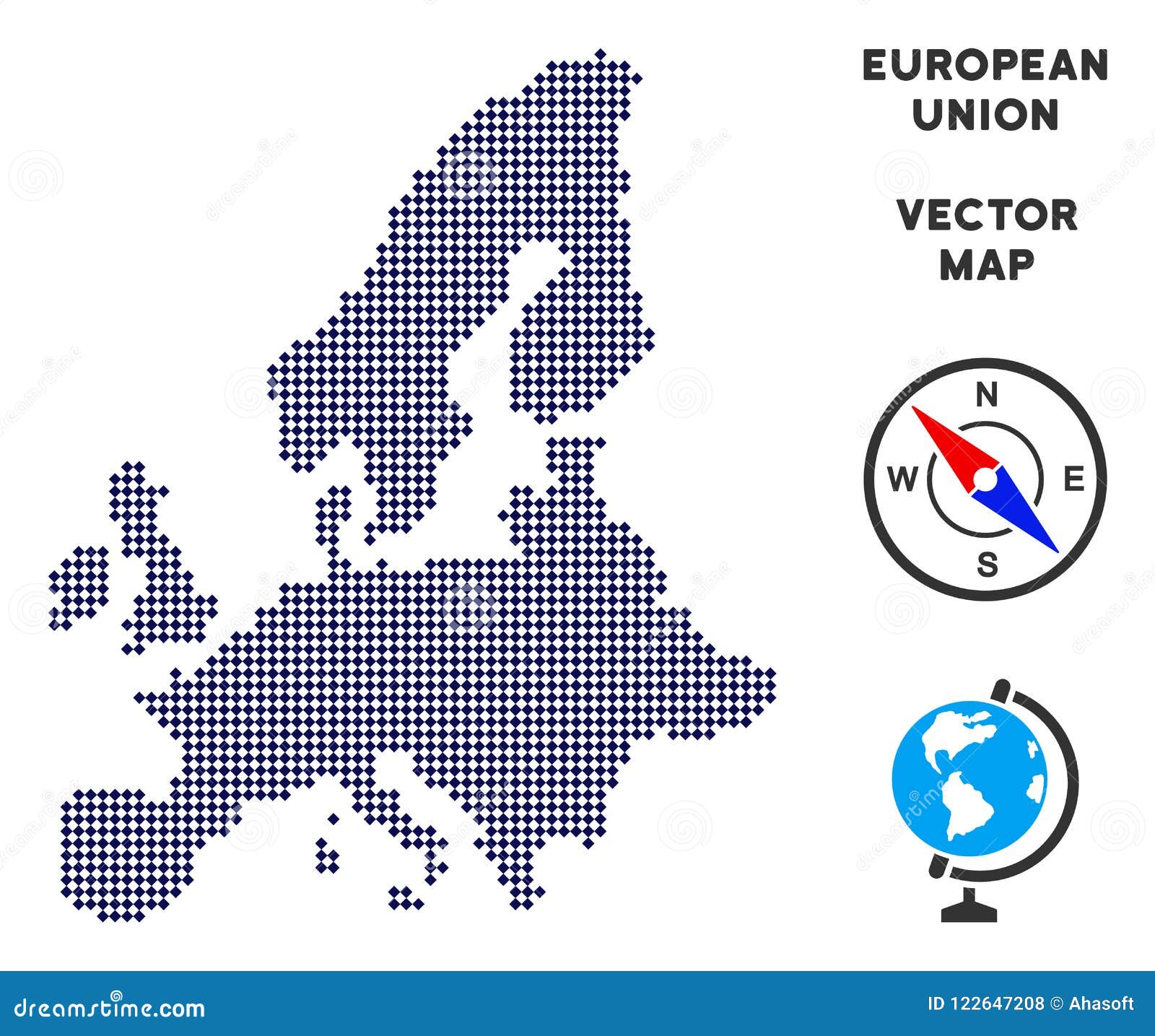 Dotted European Union Map stock vector. Illustration of continental ...