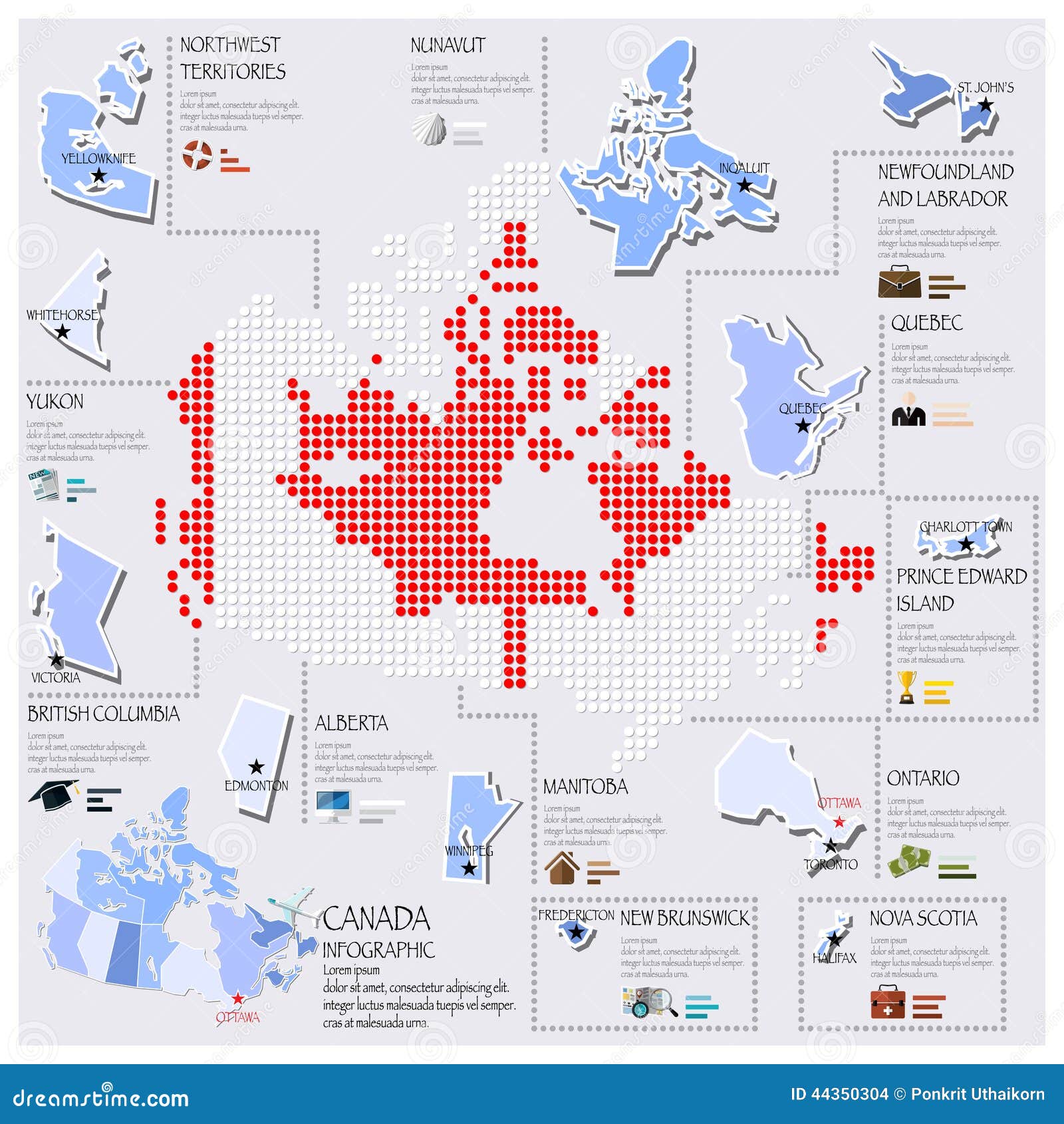 Canada Map With Infographic Elements. Infographics Layouts. Vector ...