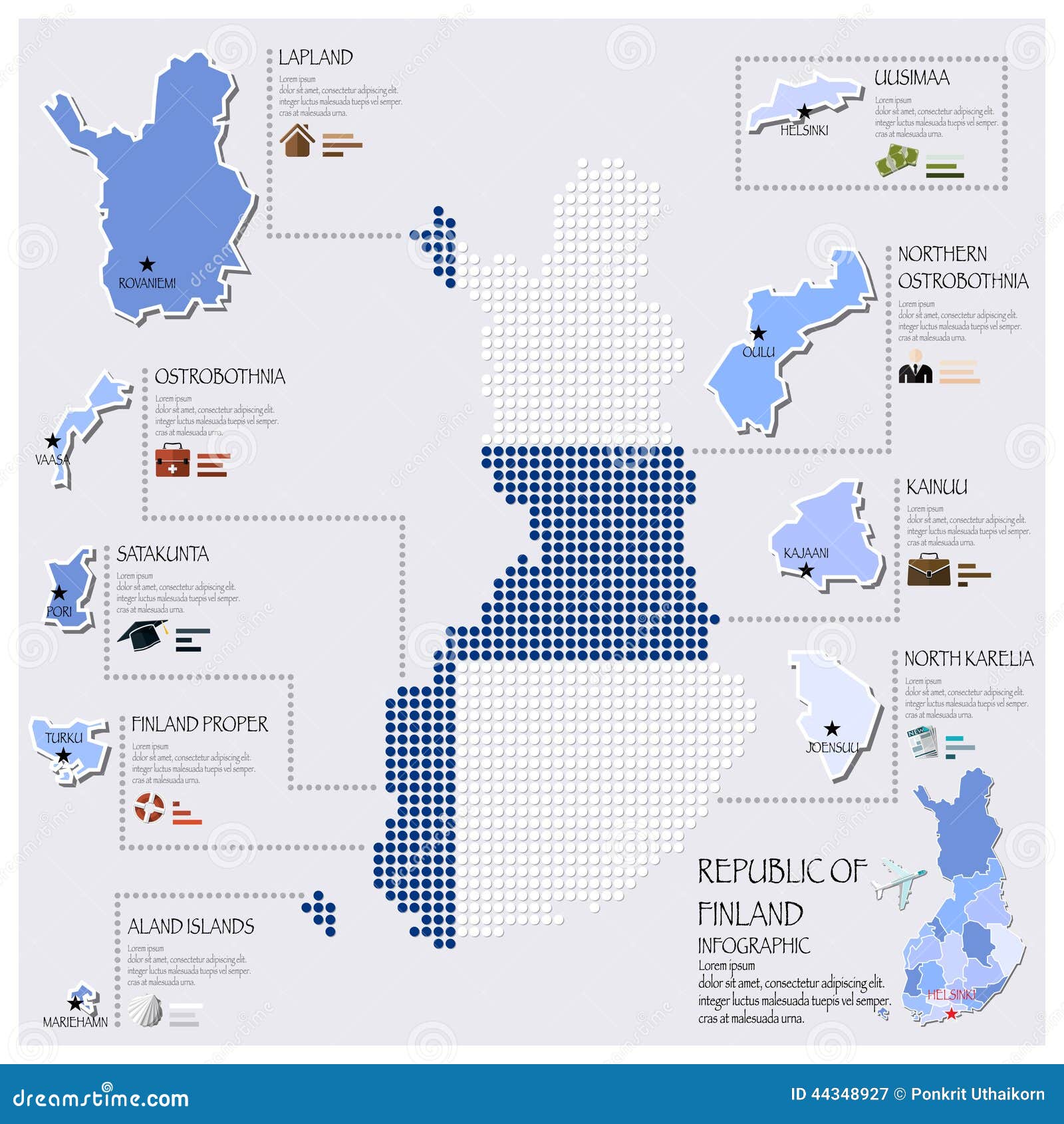 Dot and Flag Map of Finland Infographic Design Stock Vector ...