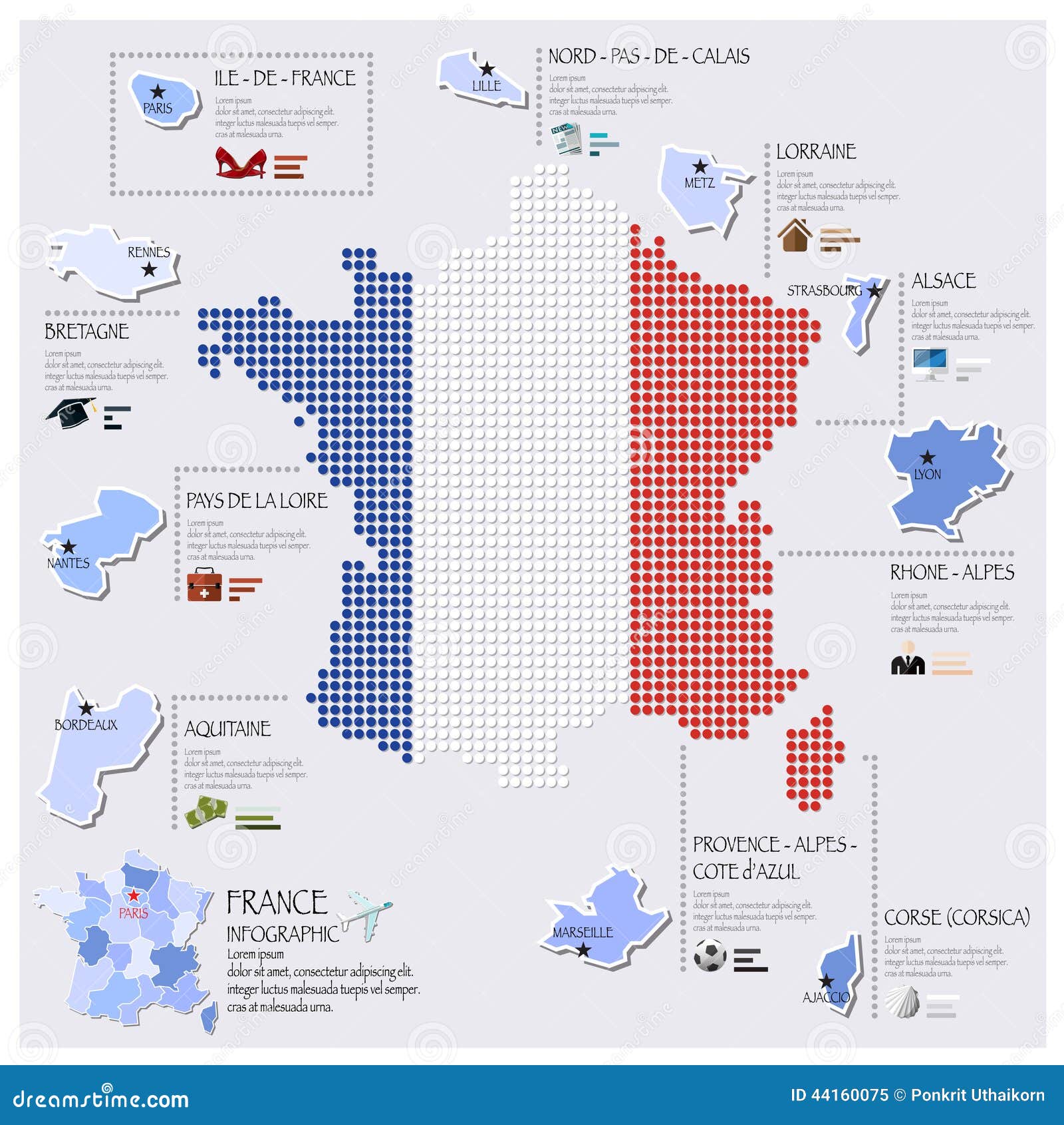 France Map Infographic Elements With Separate Of Heading Is Total Areas ...
