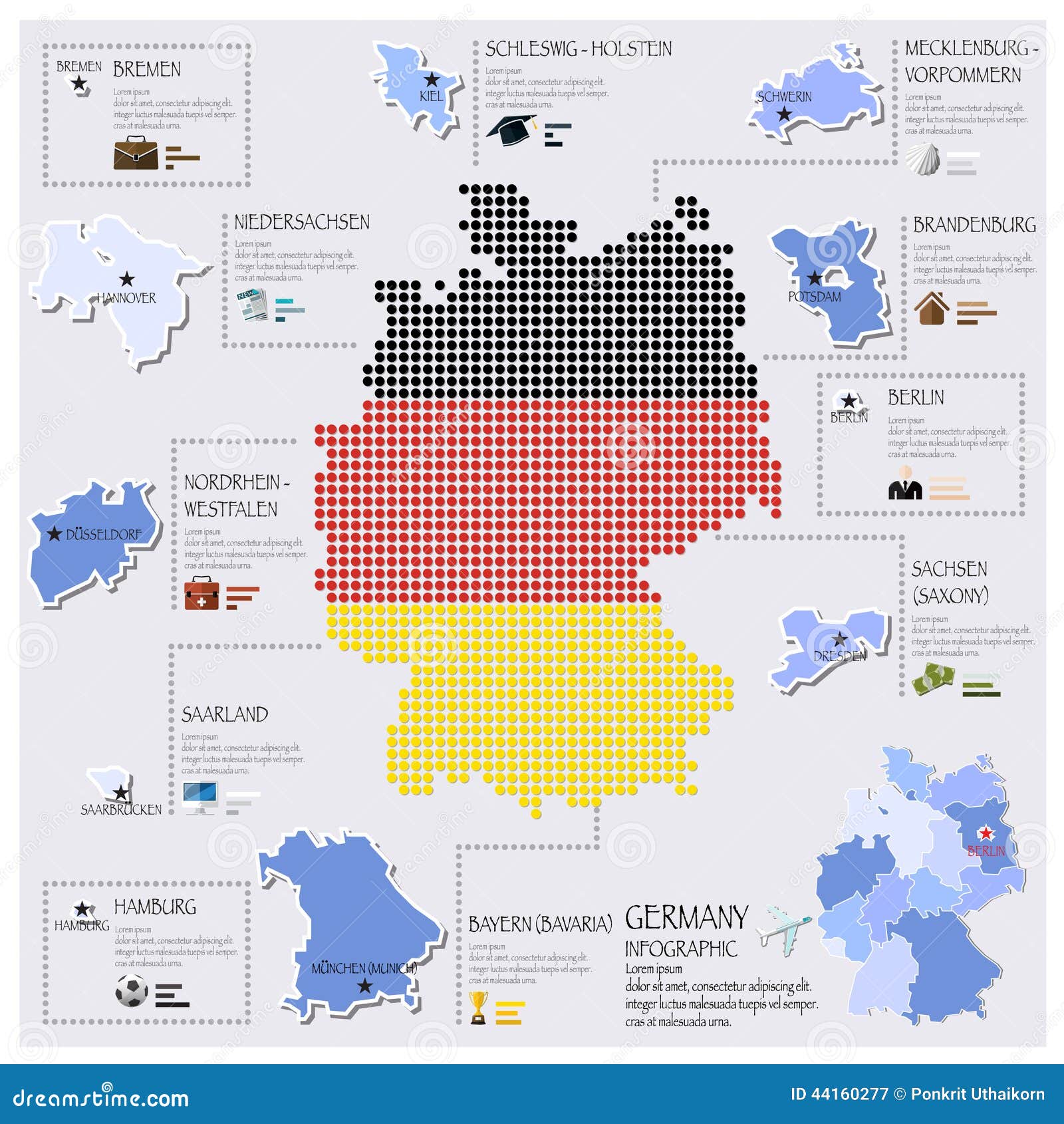 Dot and Flag Map of Germany Infographic Design Stock Vector ...
