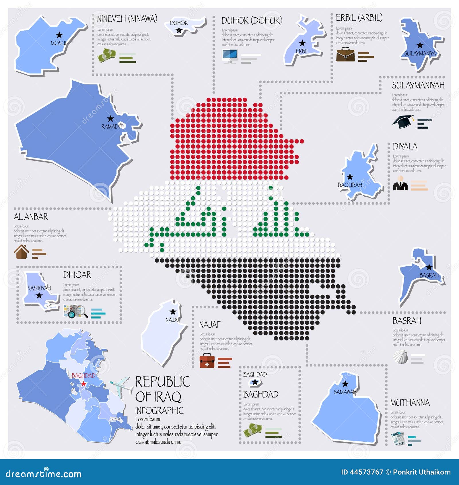 Iraq - Infographic Map - Detailed Vector Illustration Stock Photography ...