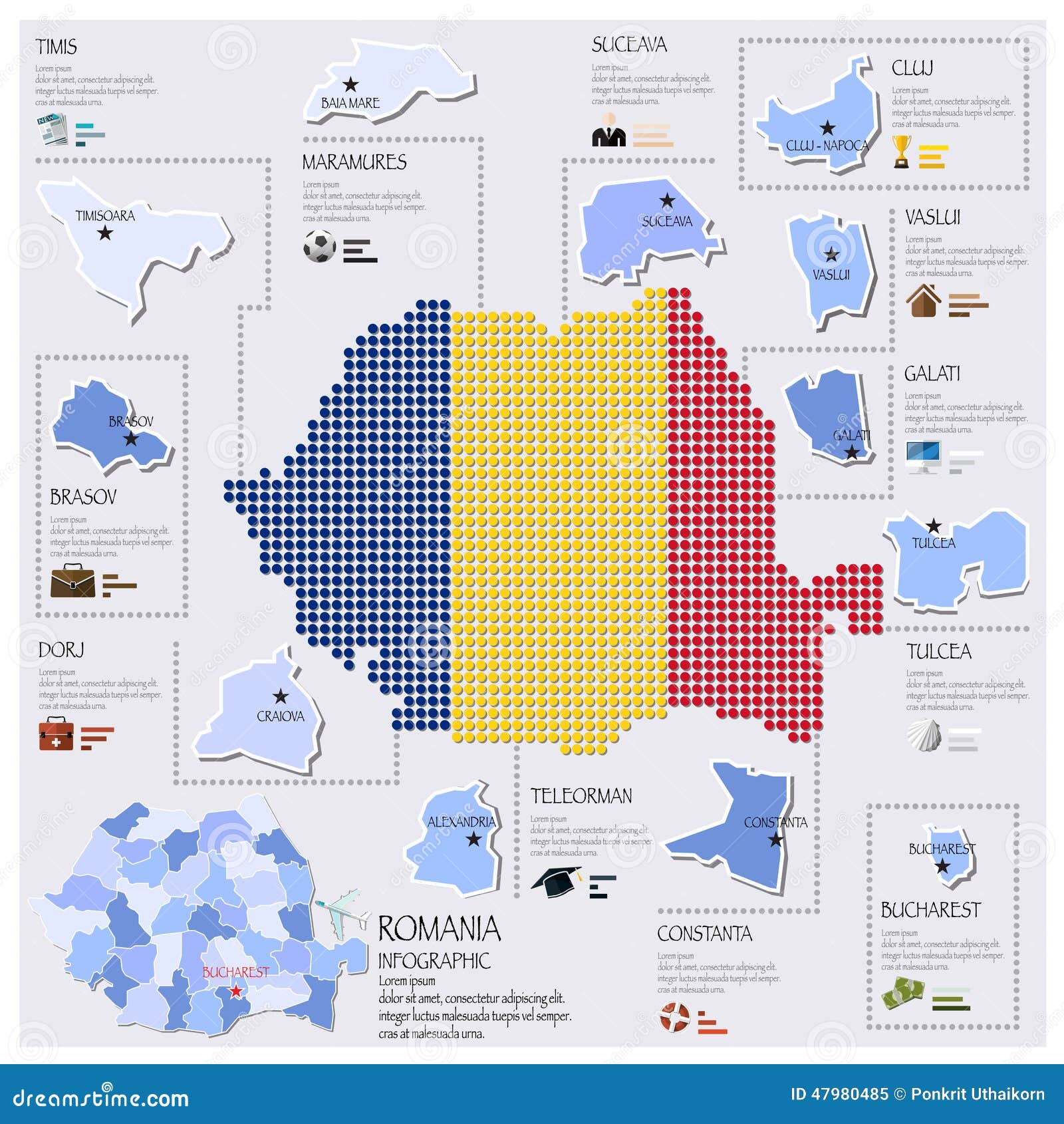 Romania Map And Infographic Elements Cartoon Vector | CartoonDealer.com ...