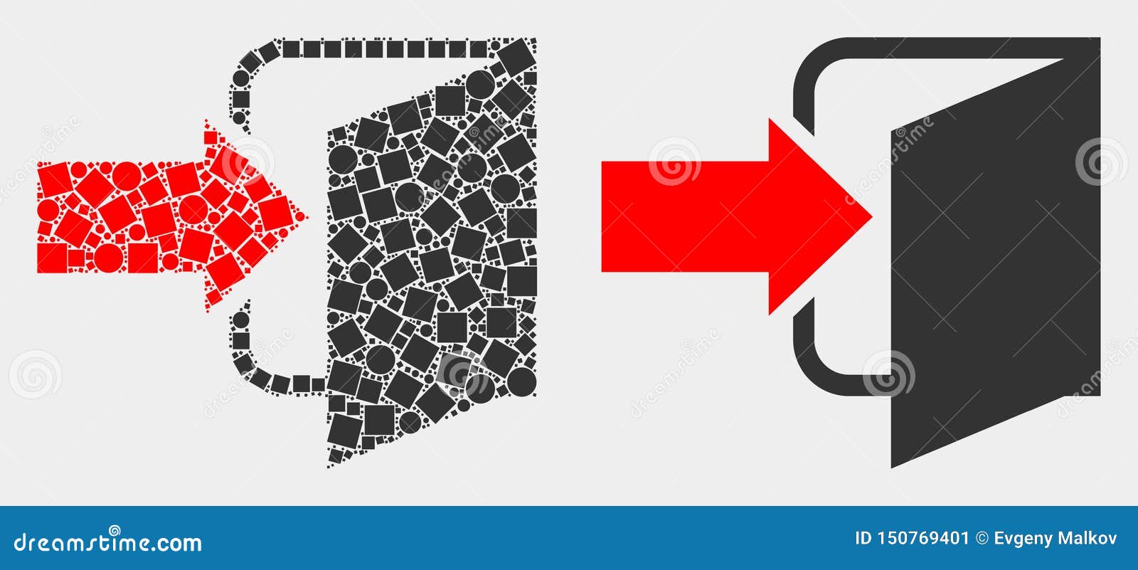 Pixelated and Flat Vector Exit Door Icon Stock Vector - Illustration of ...