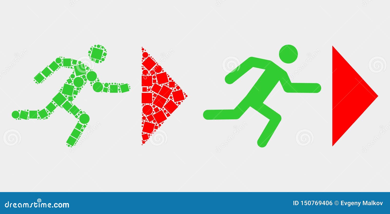 Pixelated and Flat Vector Exit Person Icon Stock Vector - Illustration ...