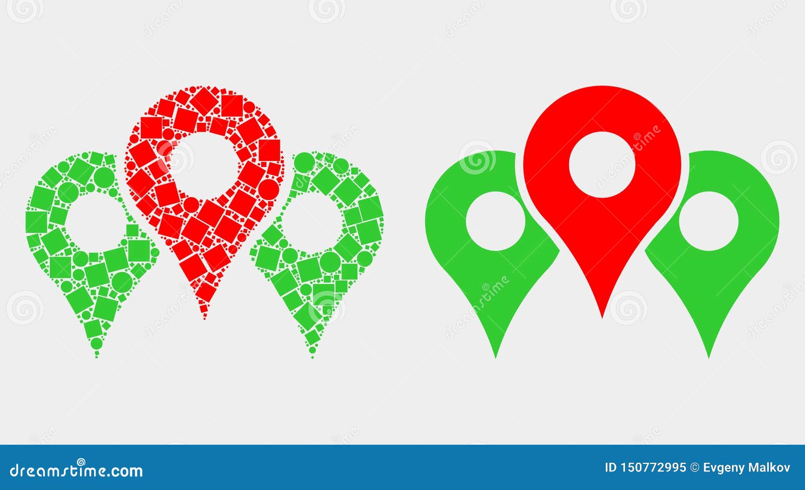 Dot and Flat Vector Map Markers Icon Stock Vector - Illustration of ...