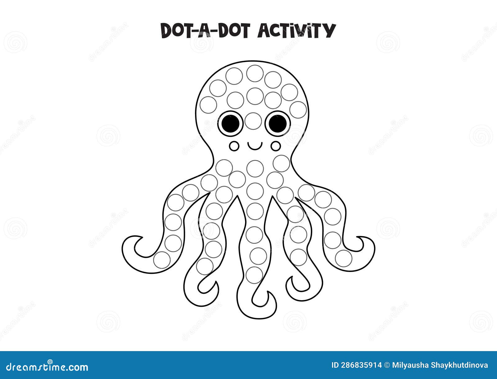 Dot a Dot Game for Preschool Kids. Cute Octopus Stock Vector ...