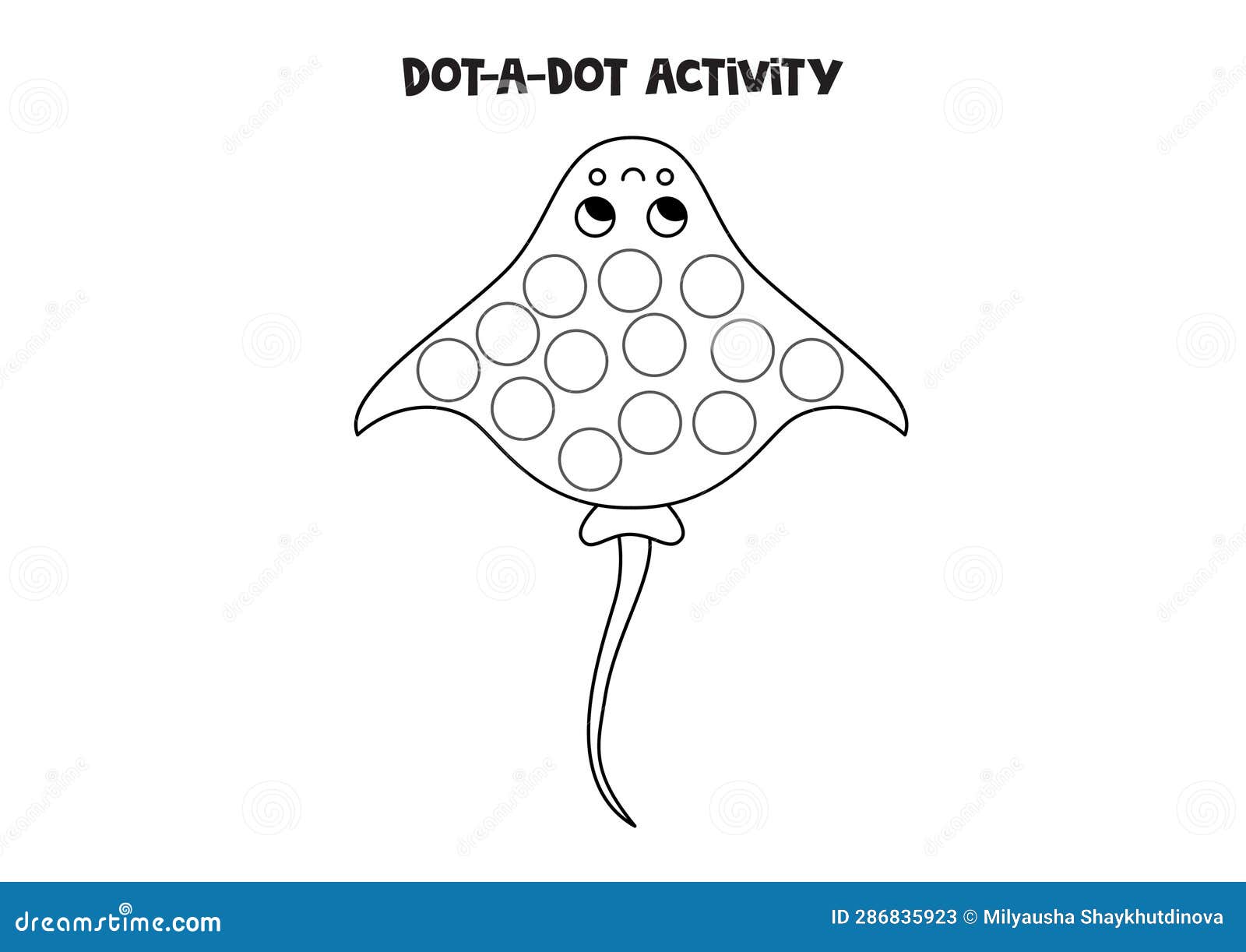 Dot a Dot Game for Preschool Kids. Cute Stingray Stock Vector ...