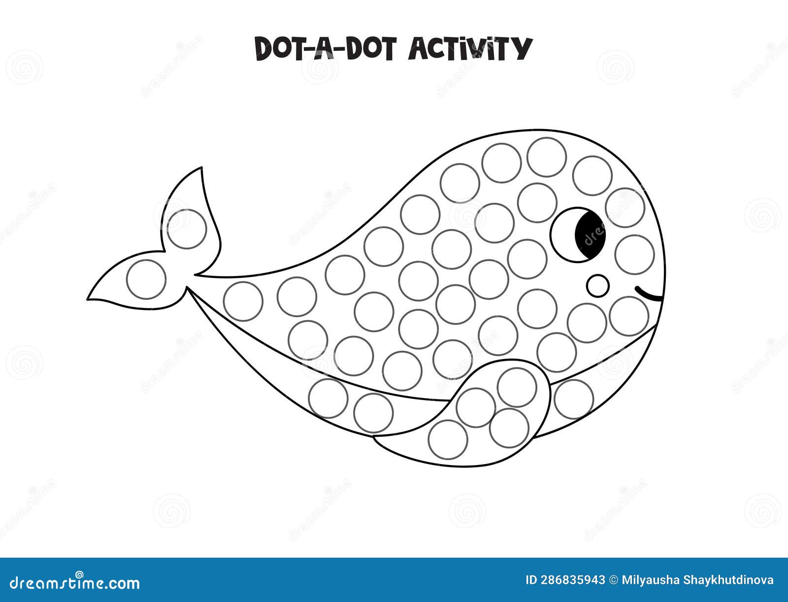 Dot a Dot Game for Preschool Kids. Cute Whale Stock Vector ...
