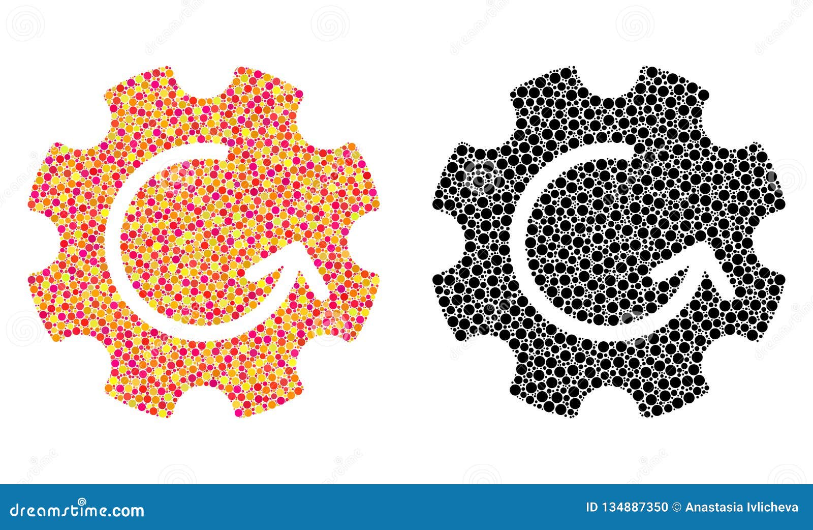 Dot Gear Rotation Mosaic Icons Stock Vector - Illustration of casual ...