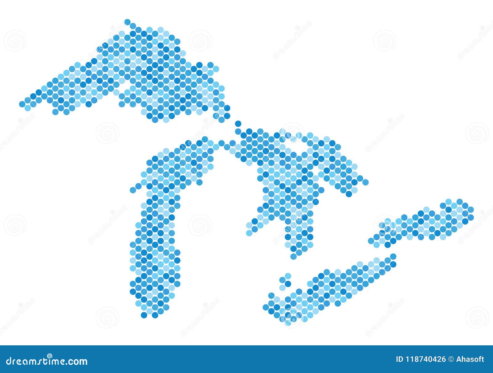 Dot Great Lakes Map bleu illustration de vecteur. Illustration du tache ...