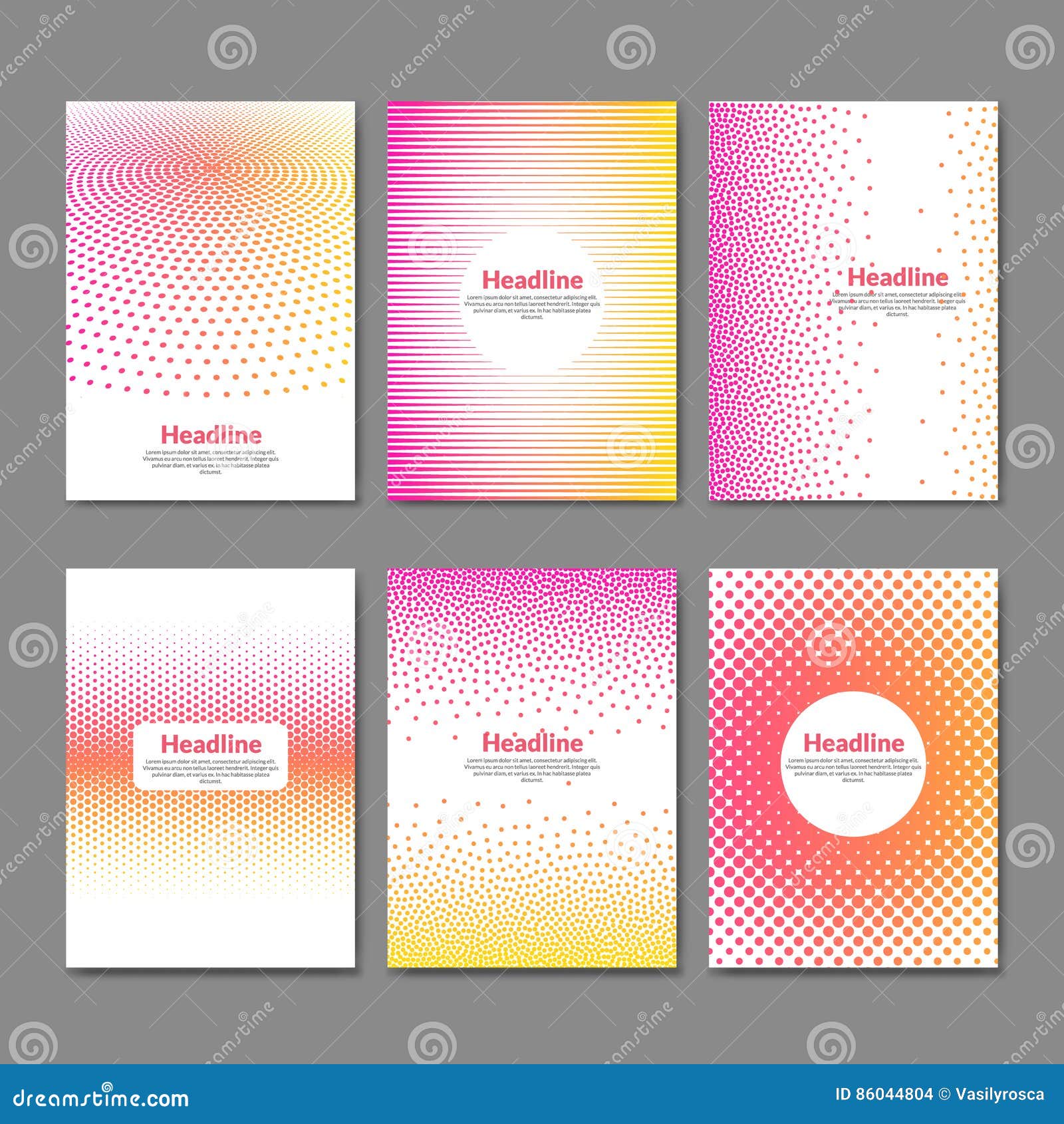 Dot Halftone Banners or Flyers Template Design. Creative Dotted ...