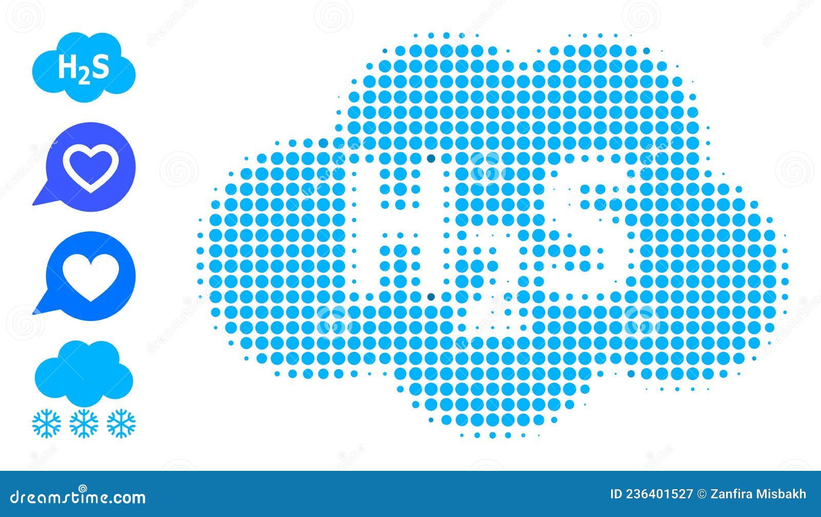 Dot Halftone Hydrogen Sulfide Cloud Icon and Source Icons Stock Vector ...