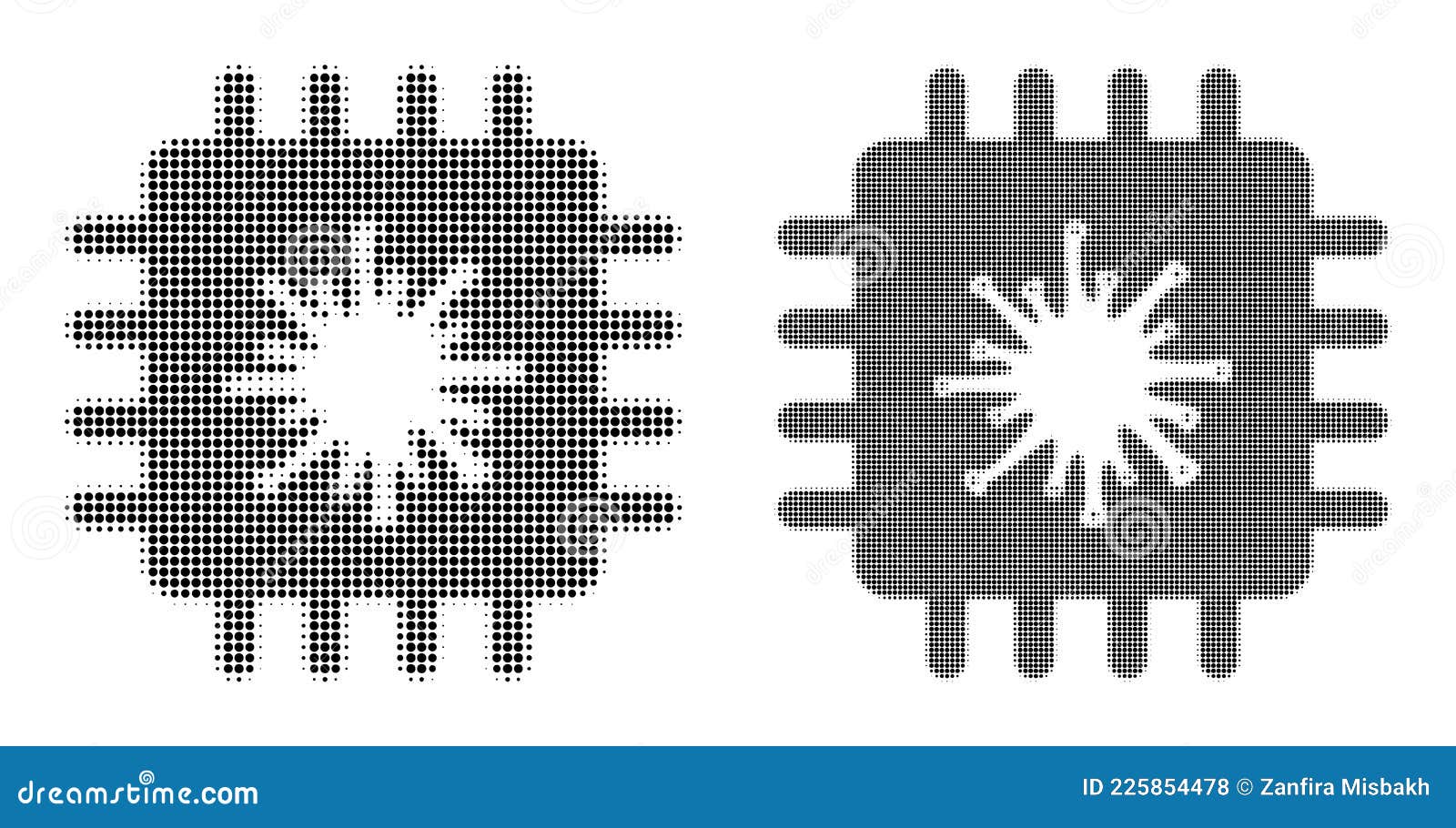 Dot Halftone Infected Chip Icon Stock Vector - Illustration of circuit ...