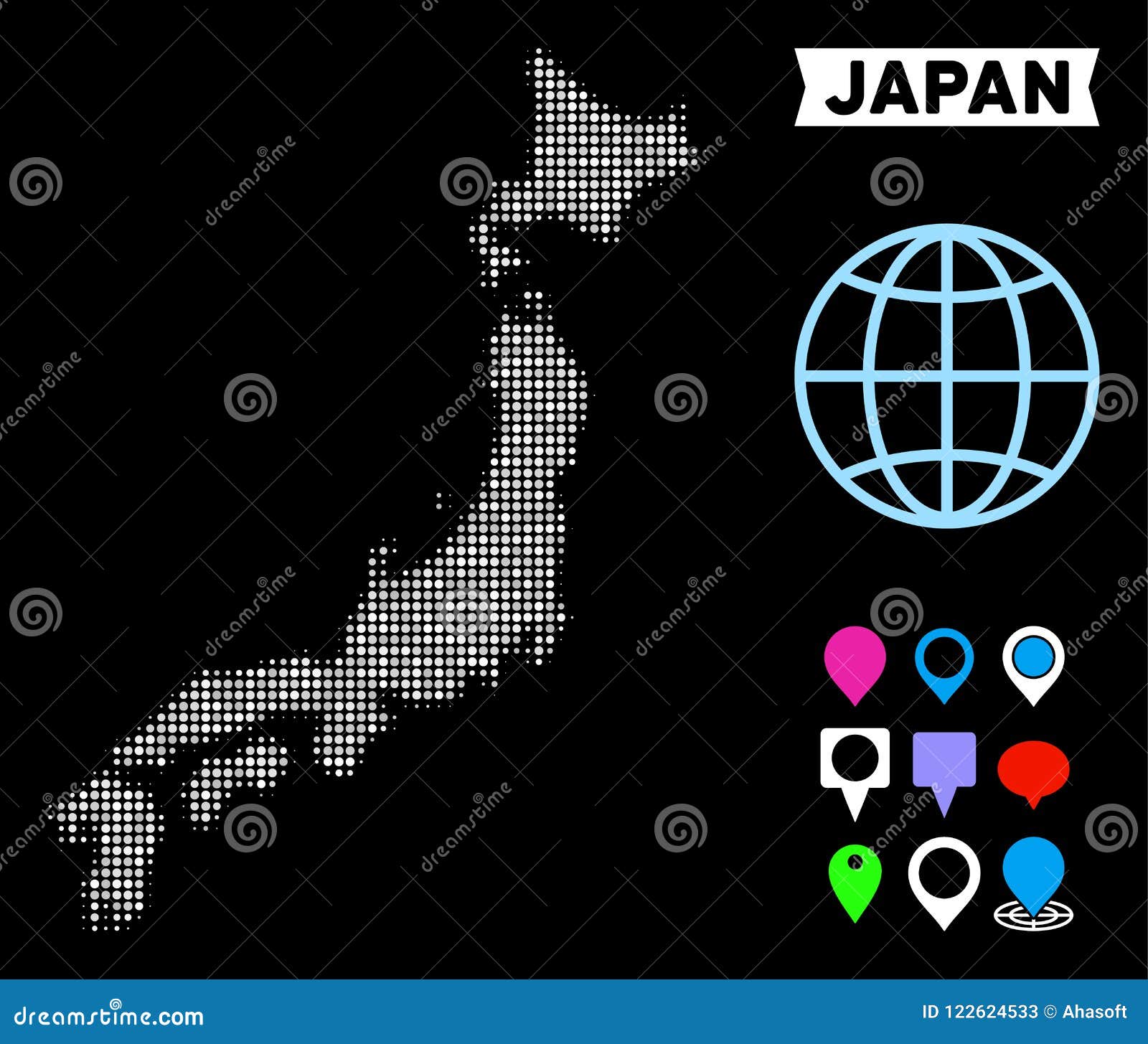 Dot Halftone Japan Map ilustración del vector. Ilustración de modelo ...