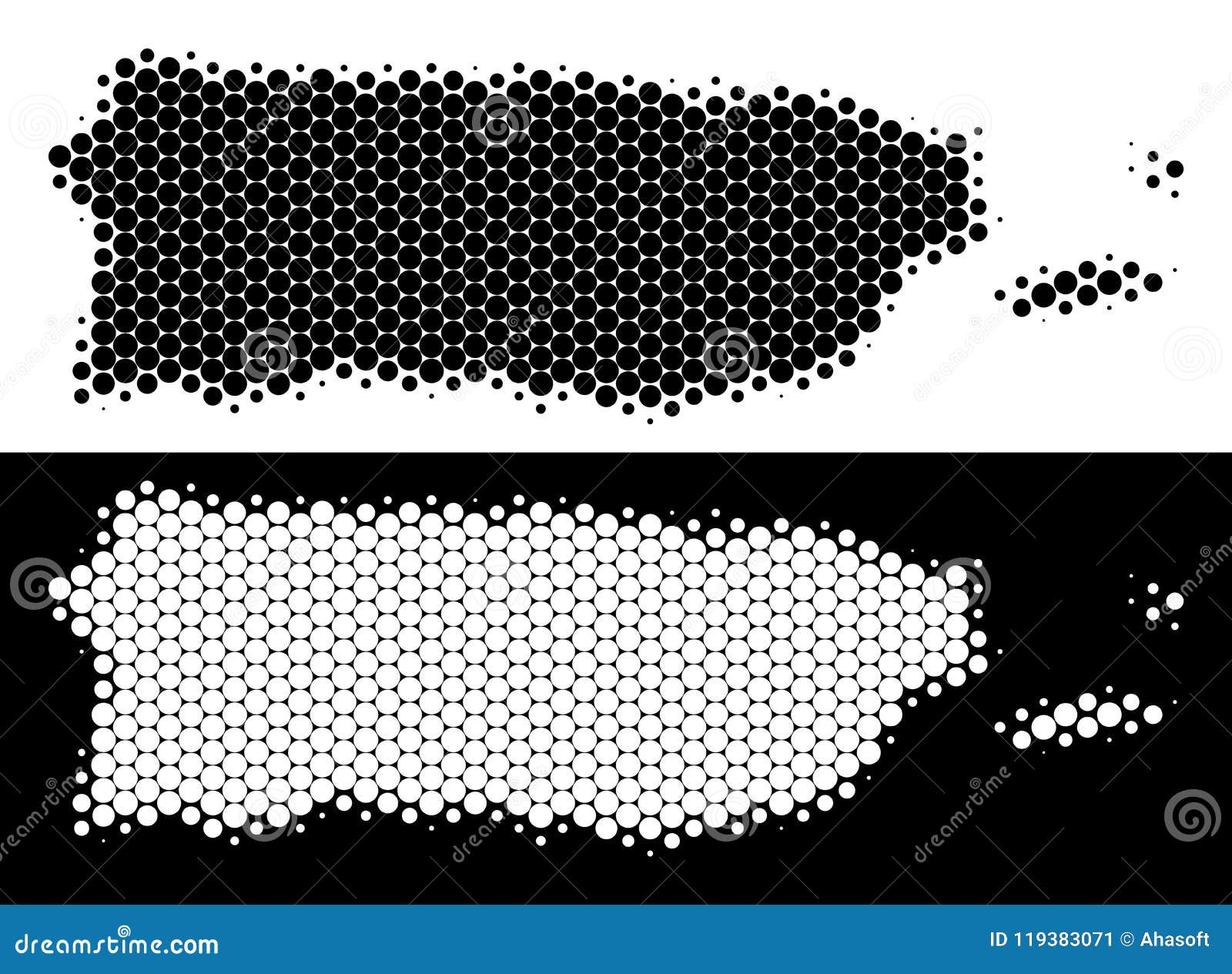 Dot Halftone Puerto Rico Map Ilustración del Vector - Ilustración de ...