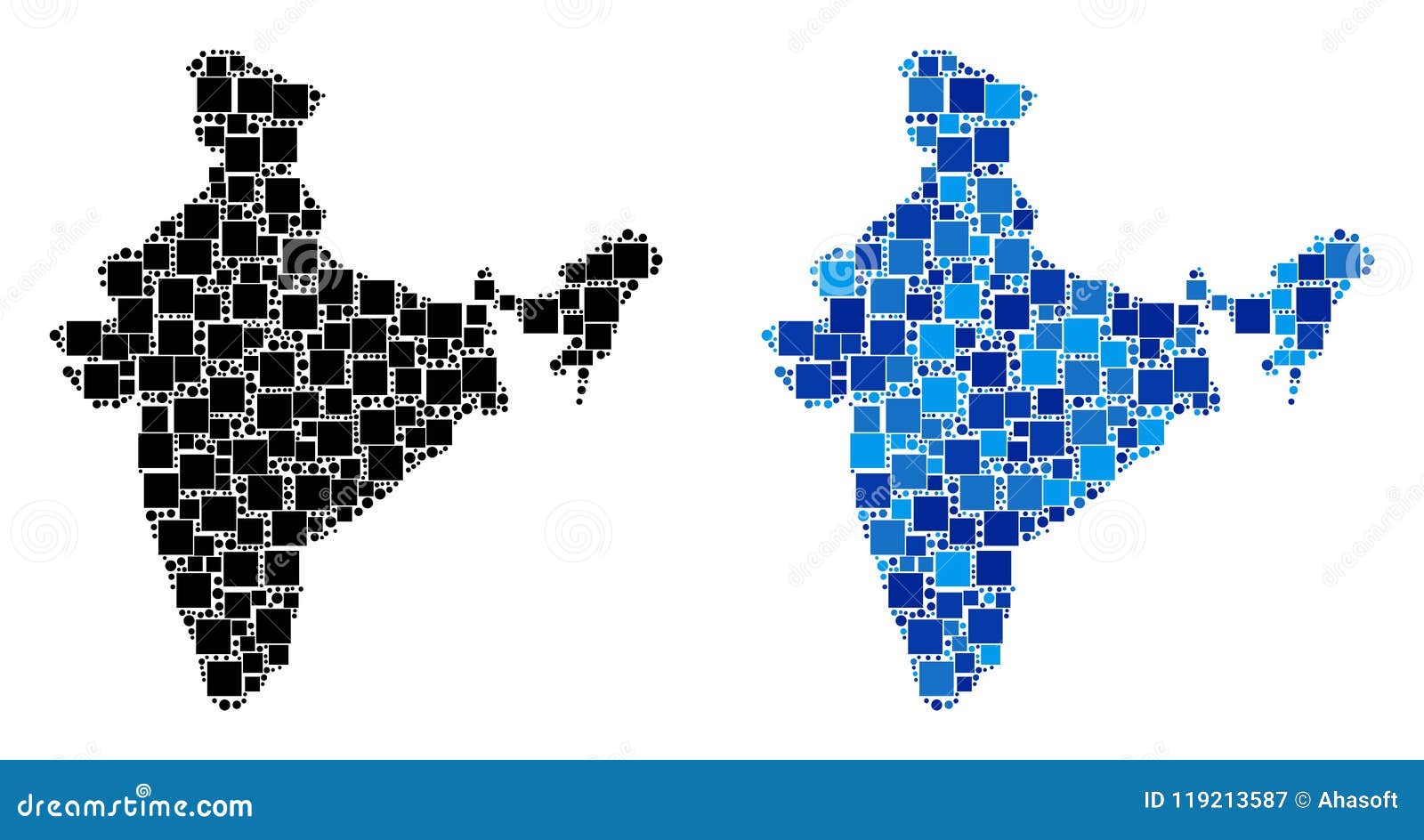 Dotted India Map with Blue Version Stock Vector - Illustration of ...