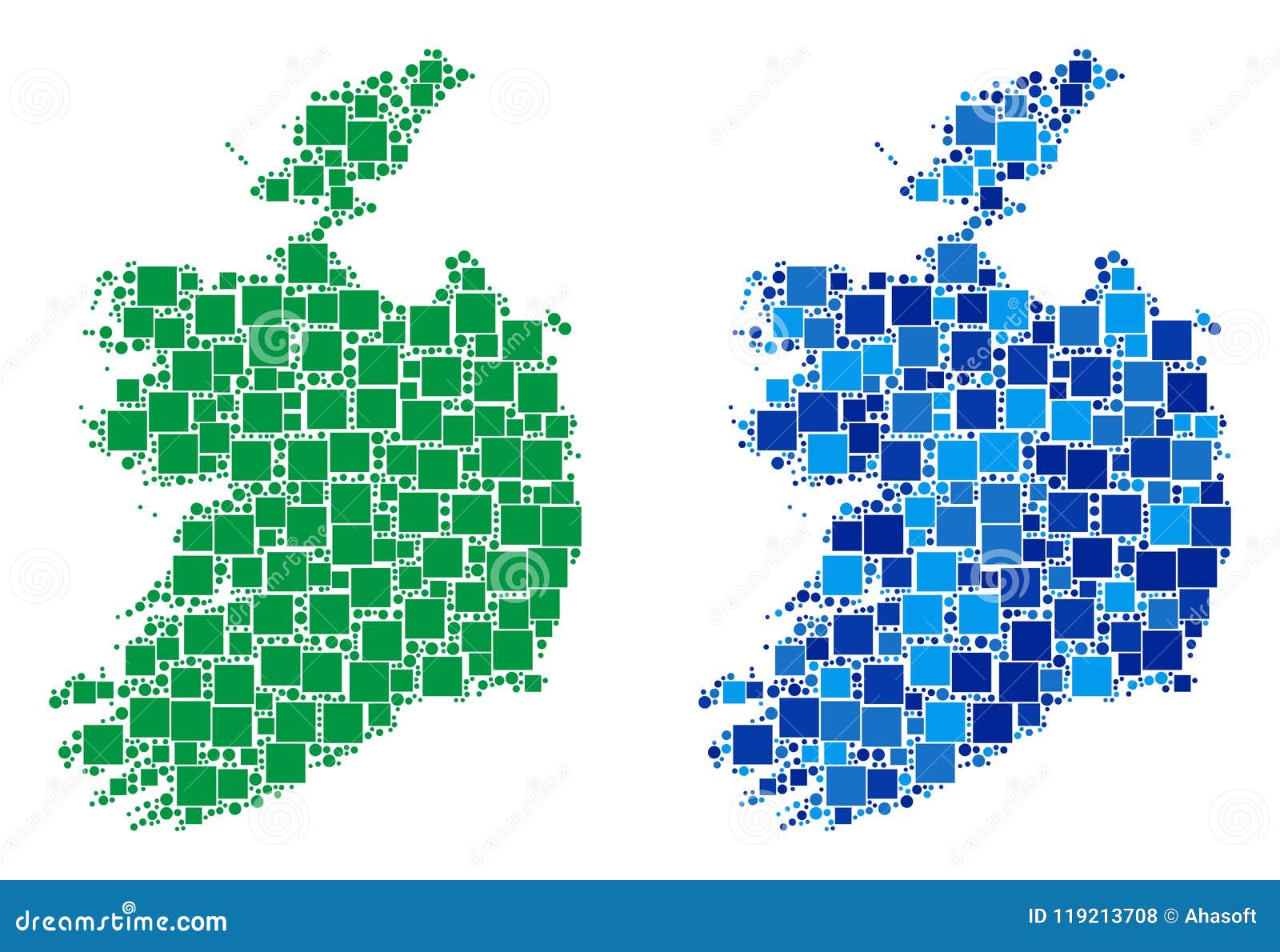 Dot Ireland Republic Map Con Variante Azul Ilustración del Vector ...