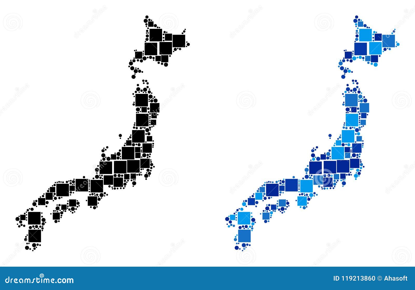 Dot Japan Map with Blue Variant Stock Vector - Illustration of cold ...