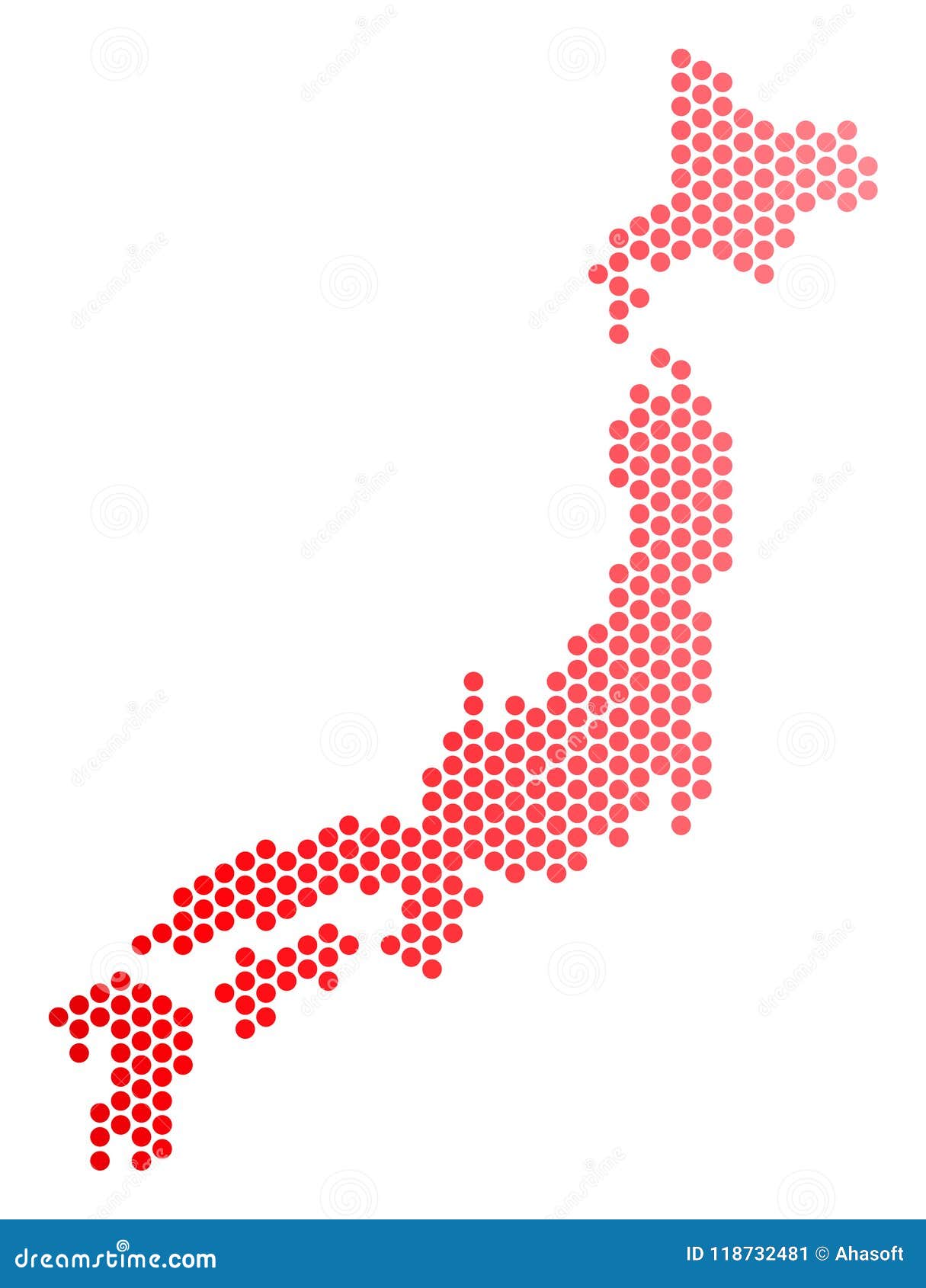 Dot Japan Map rojo ilustración del vector. Ilustración de redondo ...