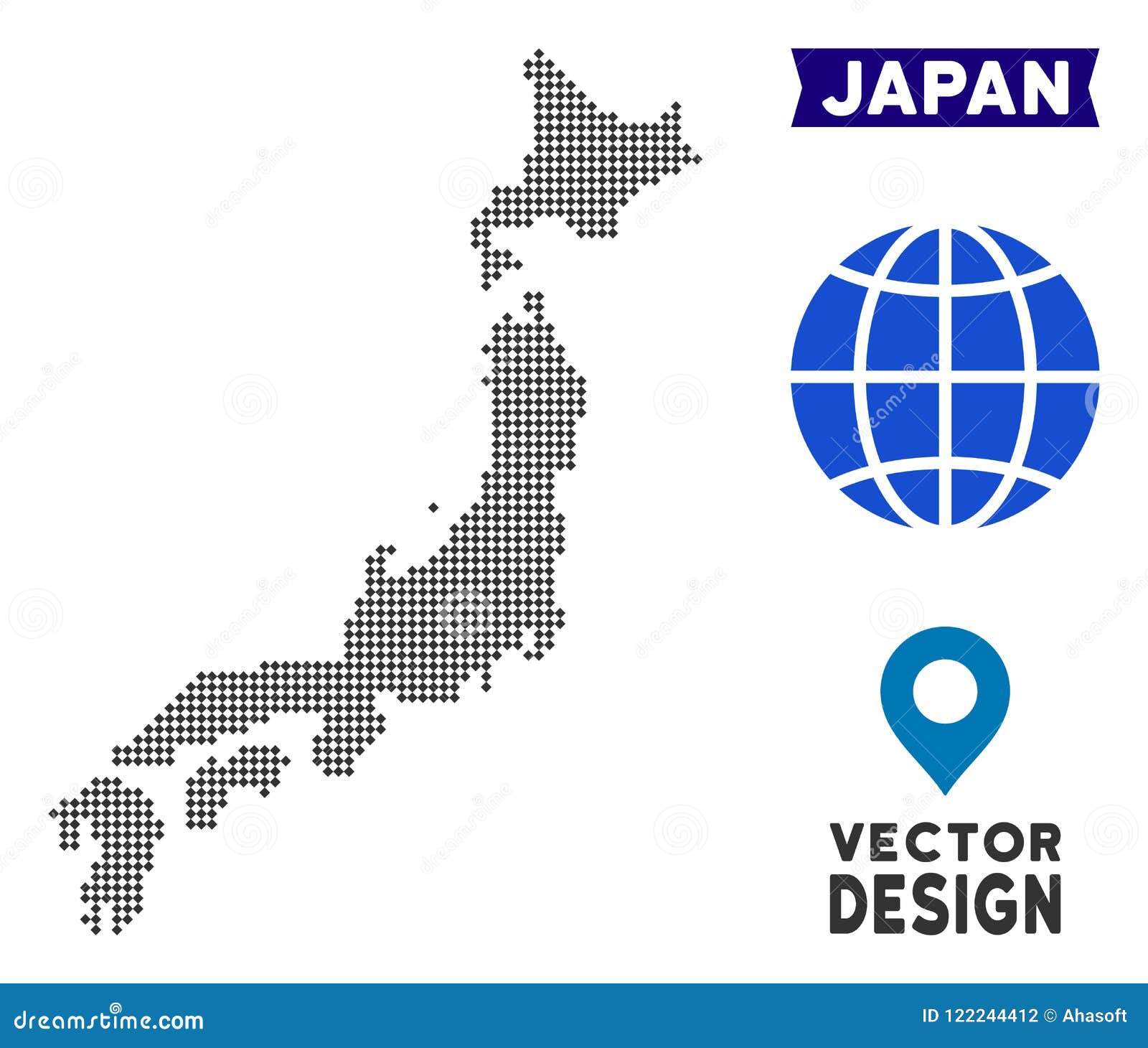 Dot Japan Map stock vector. Illustration of composed - 122244412