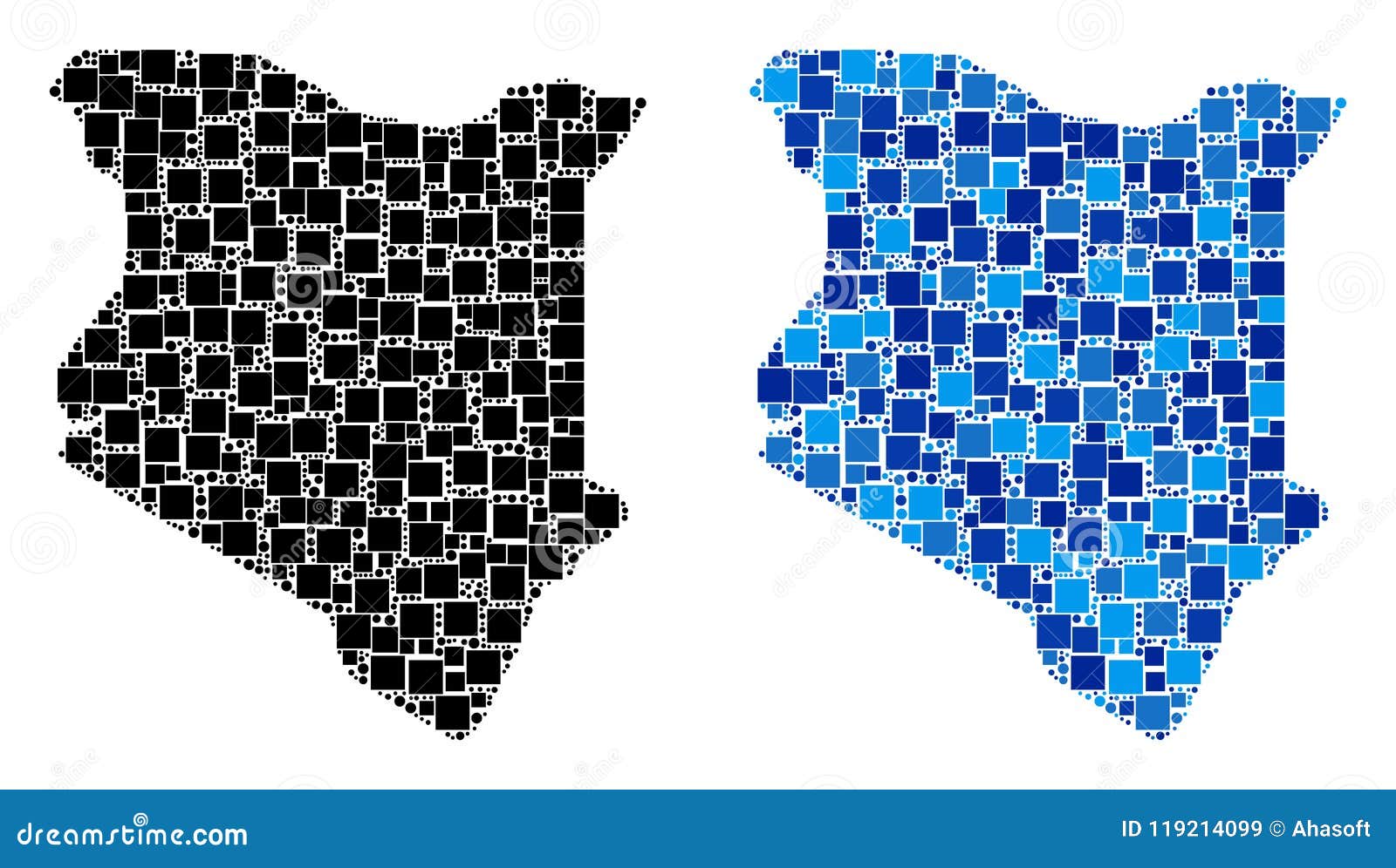 Dot Kenya Map Con Variante Azul Ilustración del Vector - Ilustración de ...