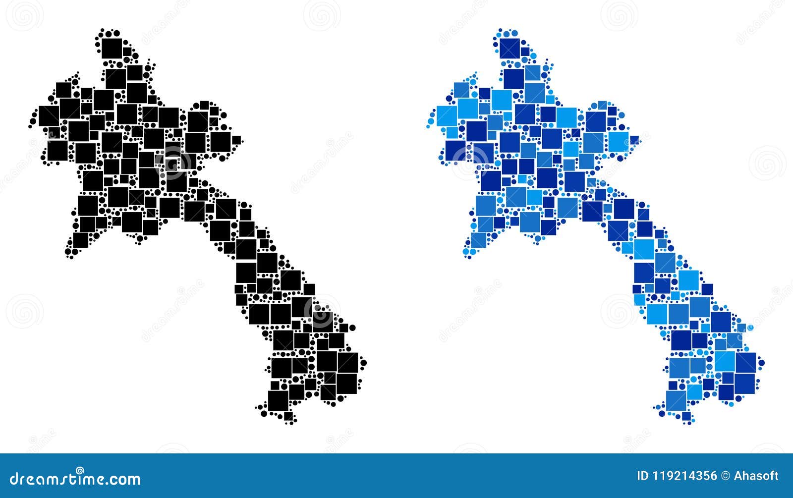 Dot Laos Map Con Variante Azul Ilustración del Vector - Ilustración de ...
