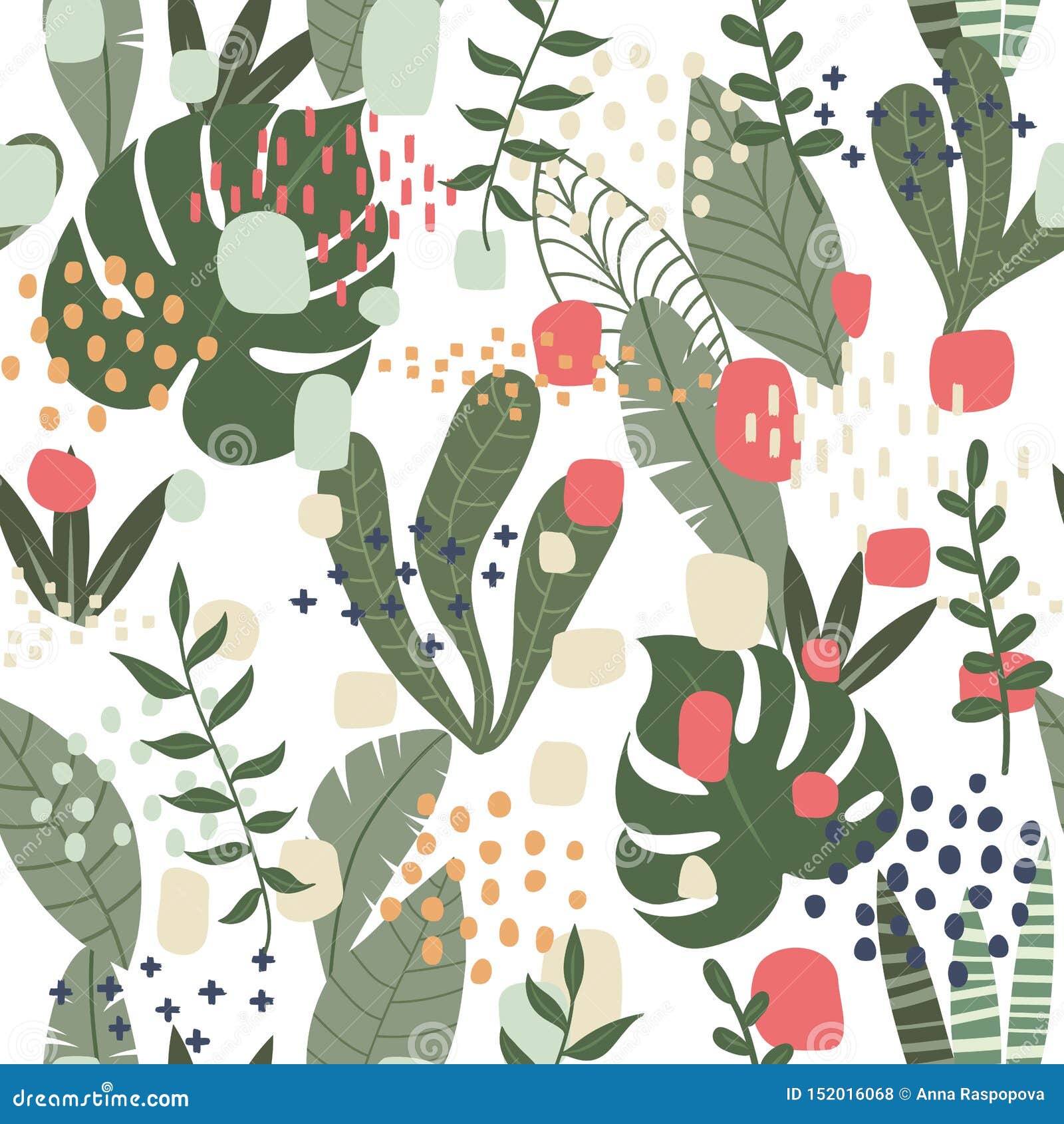 Dot and leaves pattern stock vector. Illustration of background - 152016068