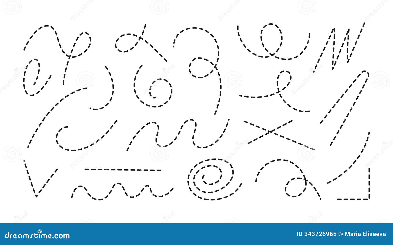 Dot Lines, Doodle Dash Pointers. Hand Drawn Curve Abstract Lines. Dot ...