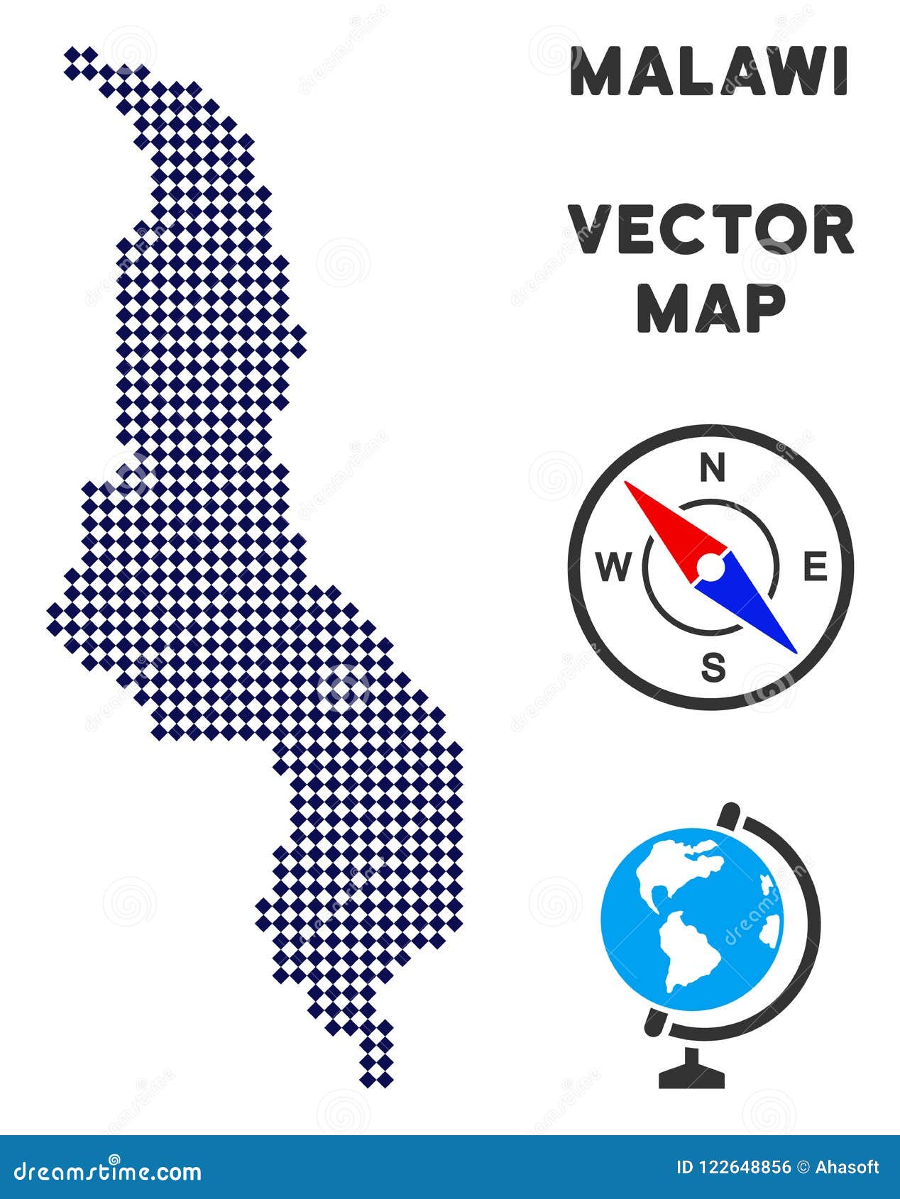 Dotted Malawi Map stock vector. Illustration of land - 122648856