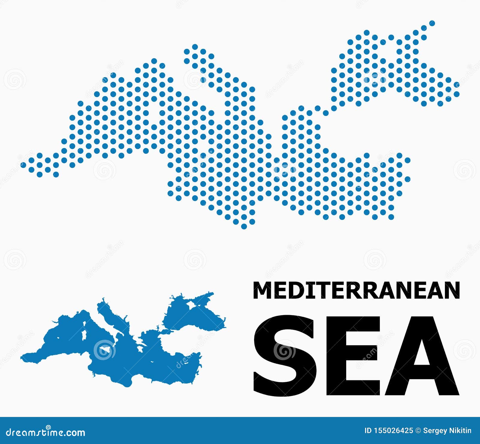 Dotted Mosaic Map of Mediterranean Sea Stock Vector - Illustration of ...